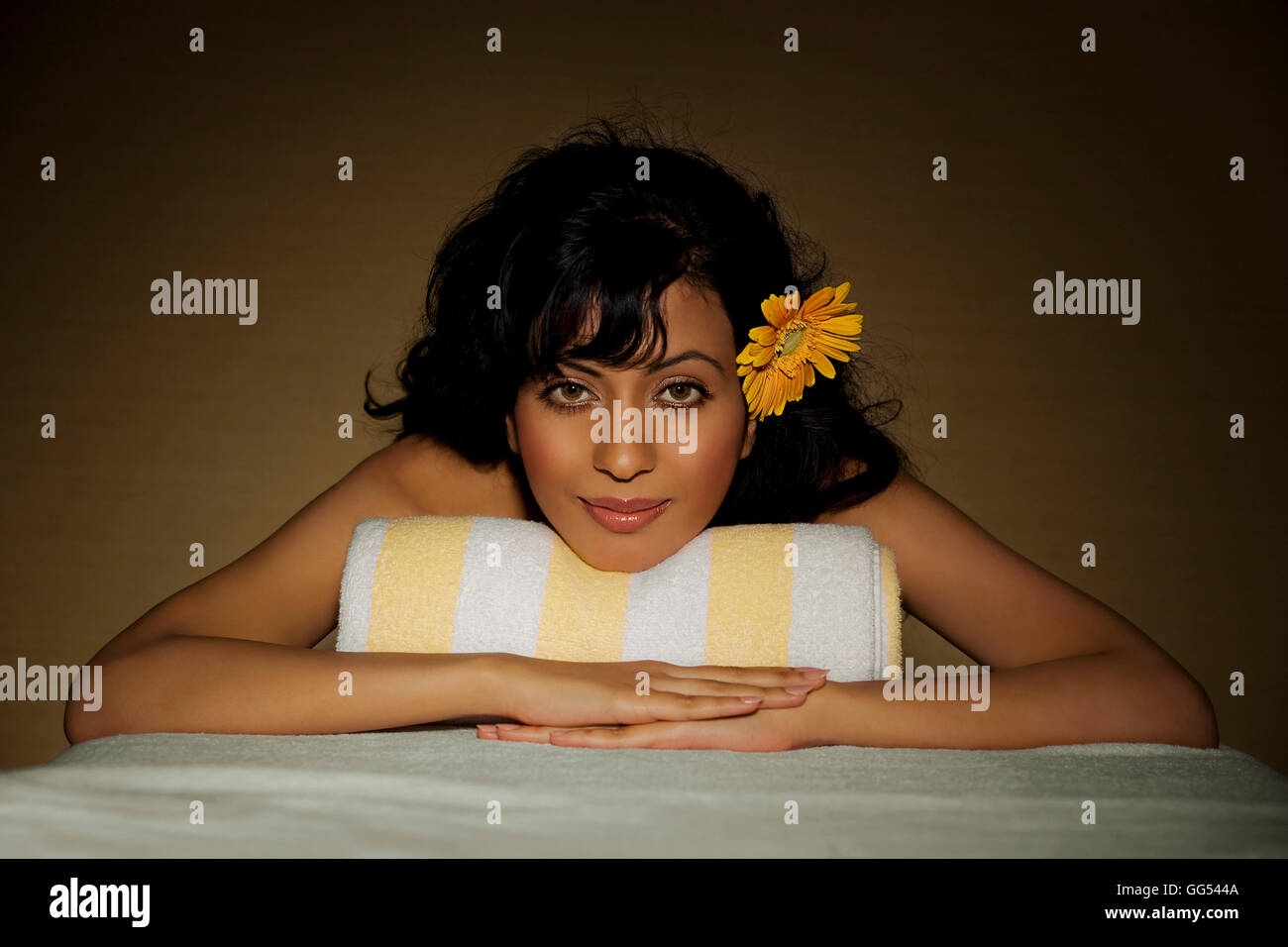 Woman relaxing at a spa Stock Photo - Alamy