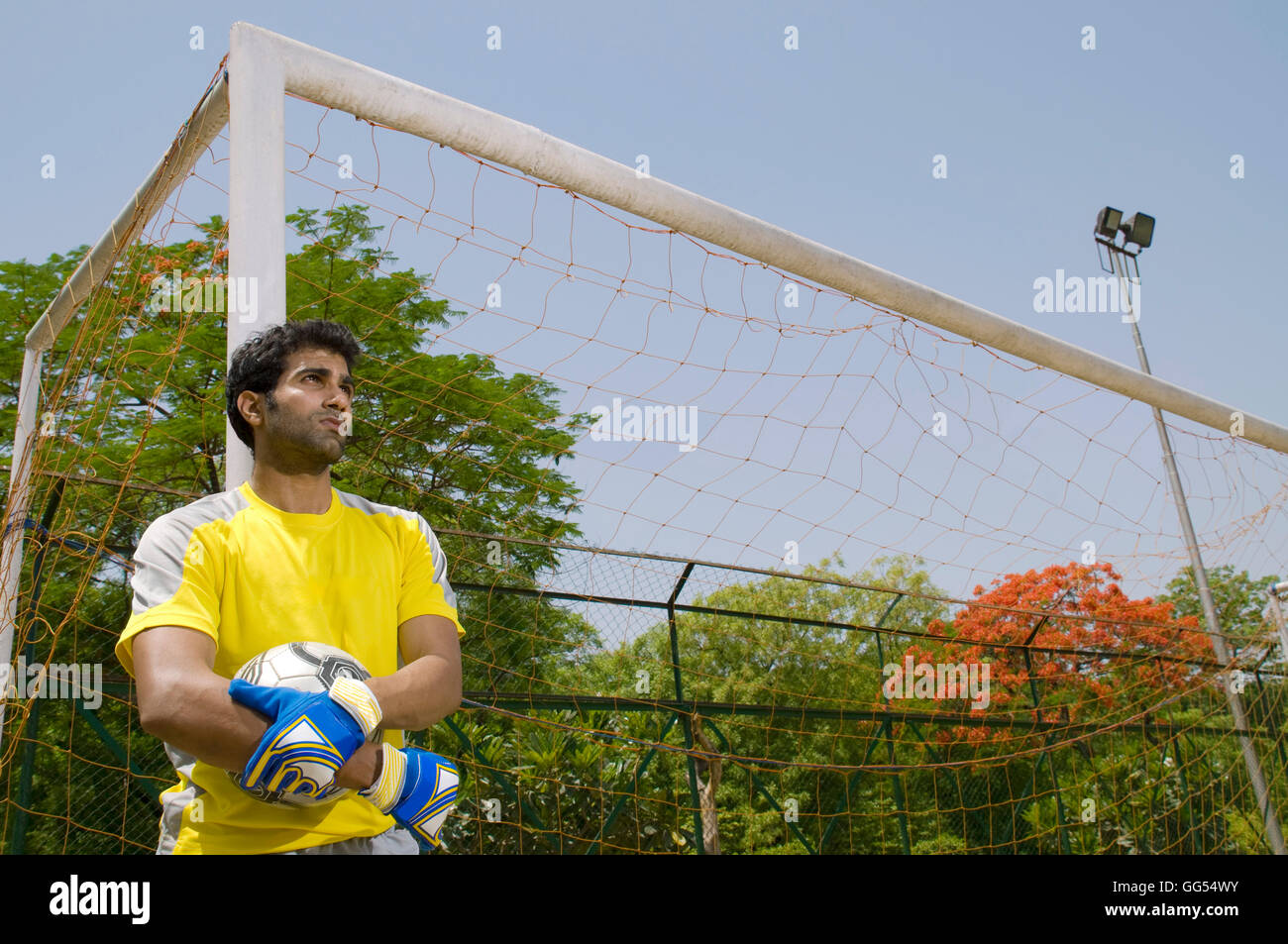 Soccer goal post and ball hi-res stock photography and images - Alamy