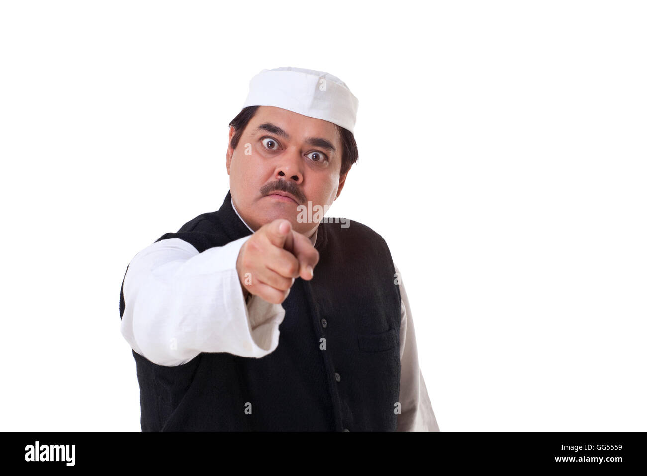 Portrait of angry politician pointing Stock Photo - Alamy