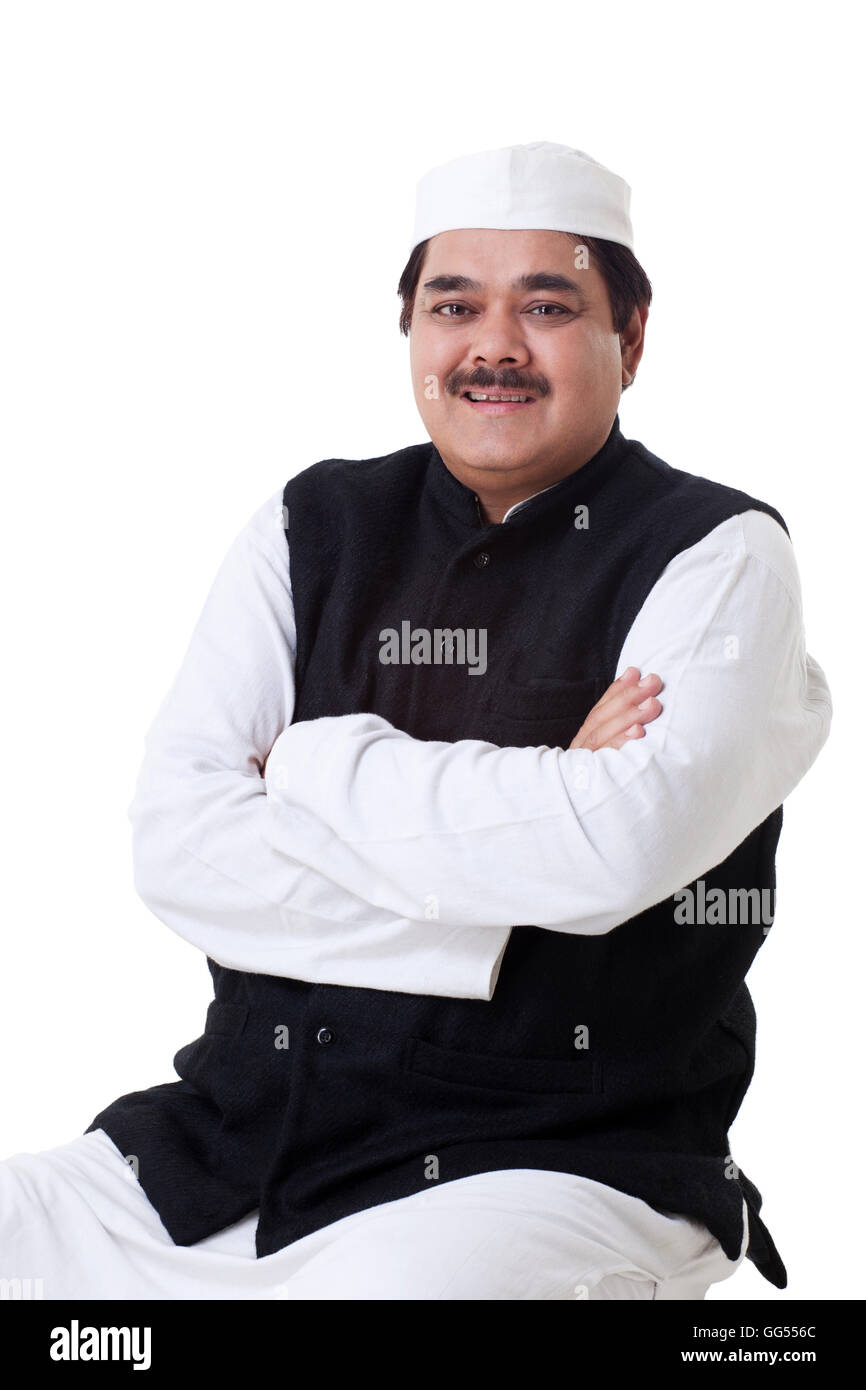 Smiling politician sitting over white background Stock Photo - Alamy