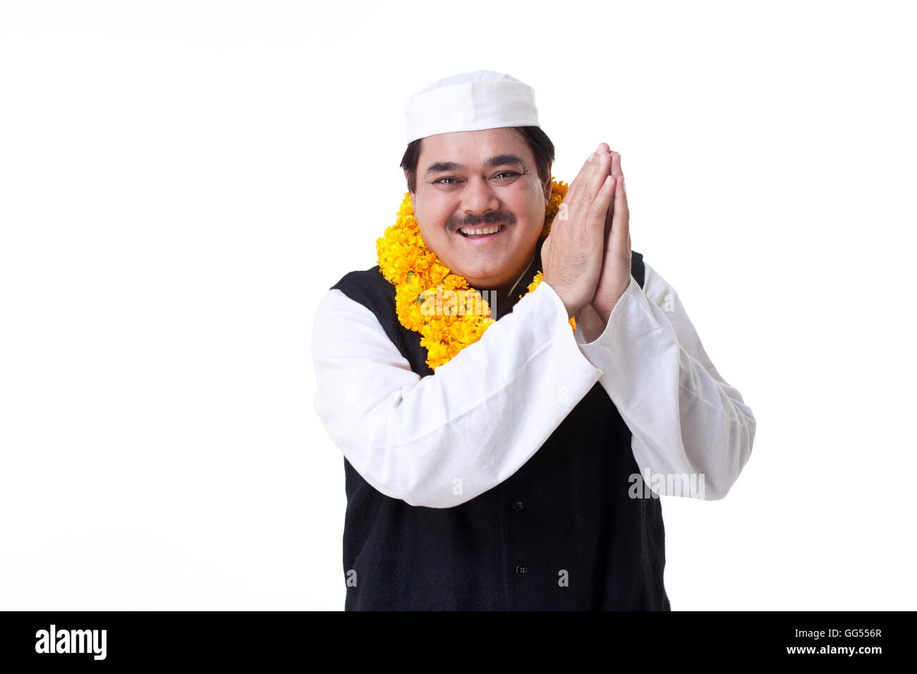 Happy politician greeting over white background Stock Photo - Alamy