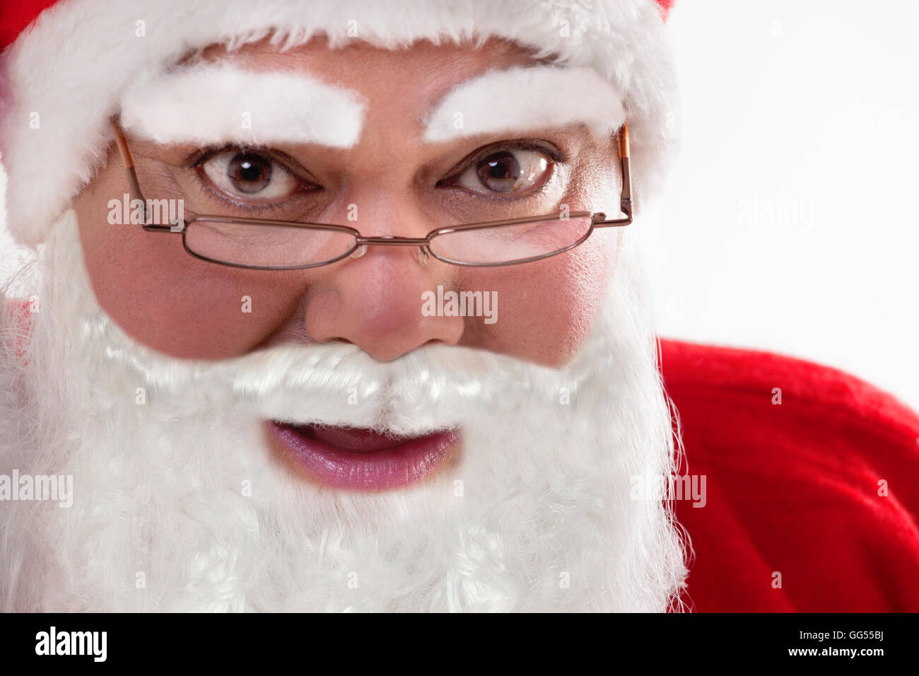 Close-up portrait of Santa Claus with glasses Stock Photo - Alamy