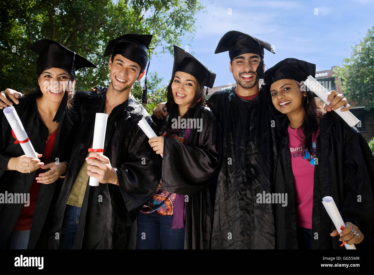 Indian college friends graduation degree hi-res stock photography and ...