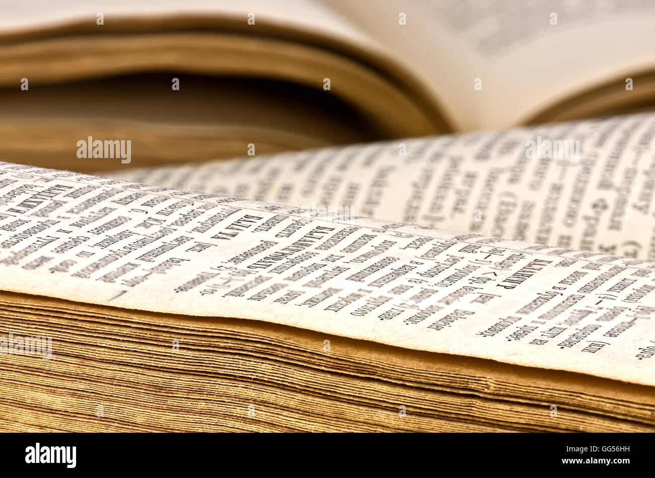 The open ancient book with old paper pages Stock Photo - Alamy