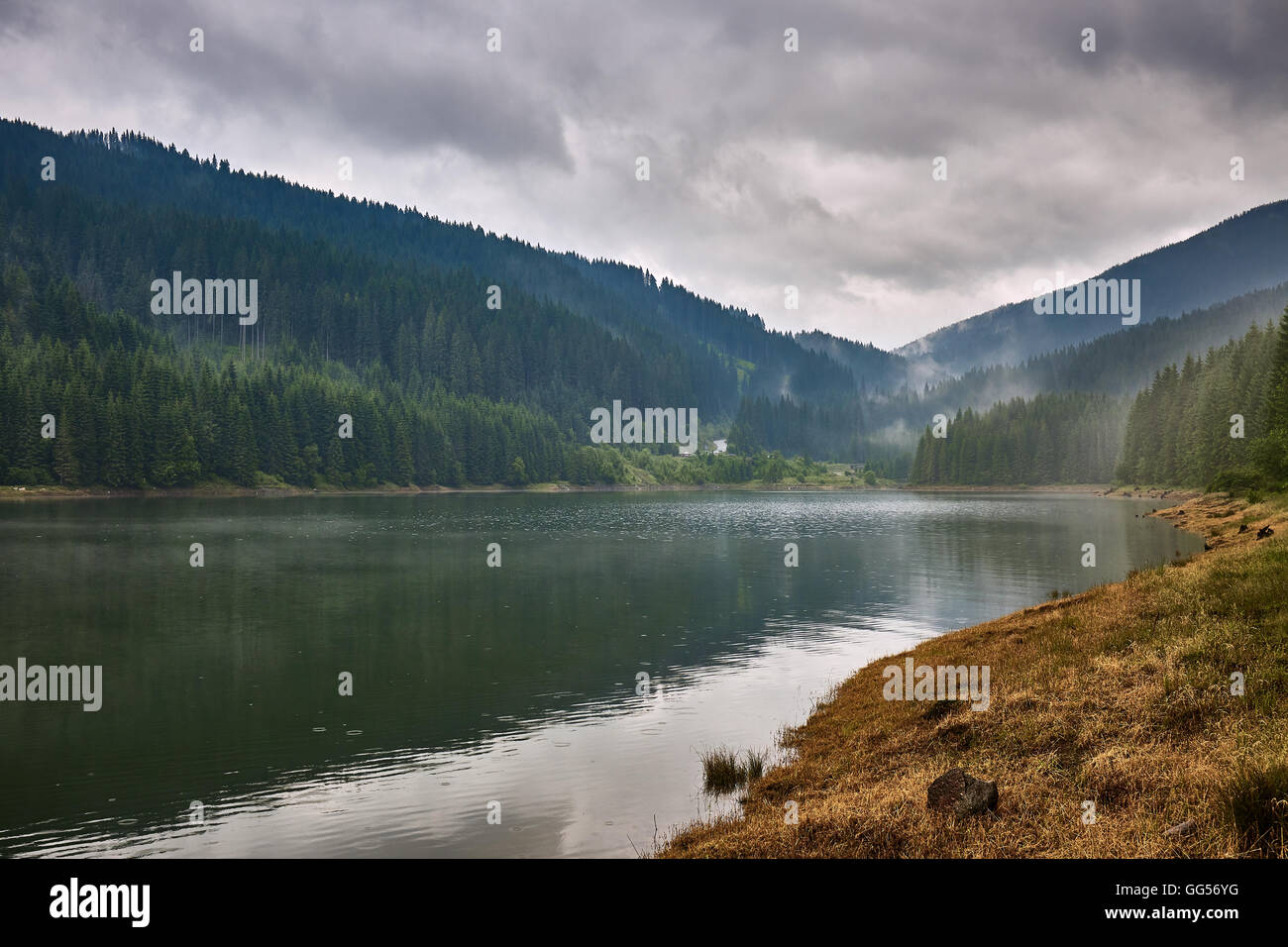 Landscape with lake Vidra in Southern Carpathians Stock Photo - Alamy