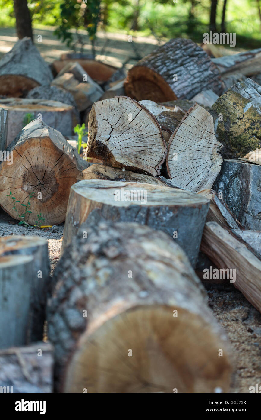Stack of wood split and chopped for construction, heating or fuel Stock ...
