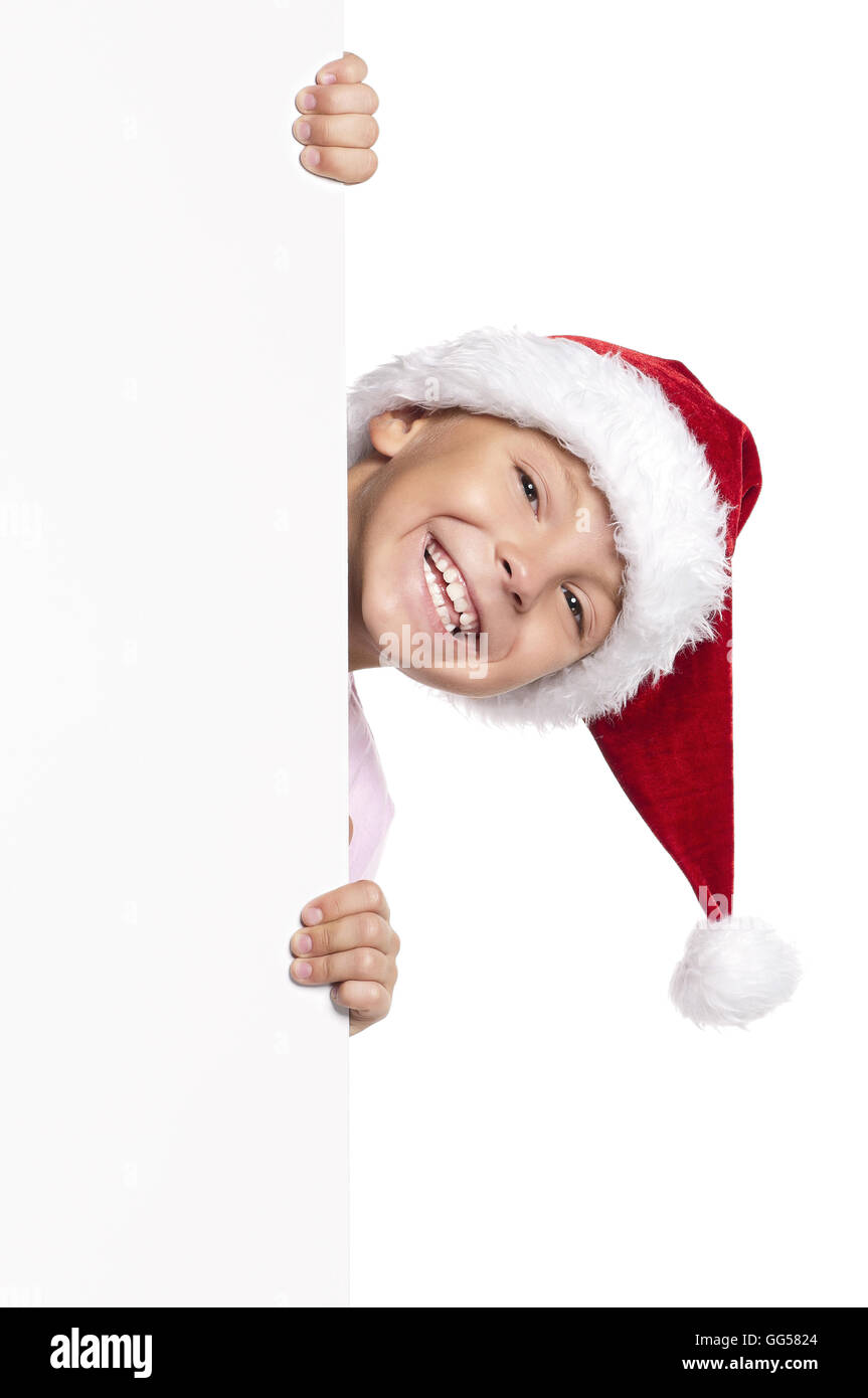 Boy in Santa hat Stock Photo - Alamy