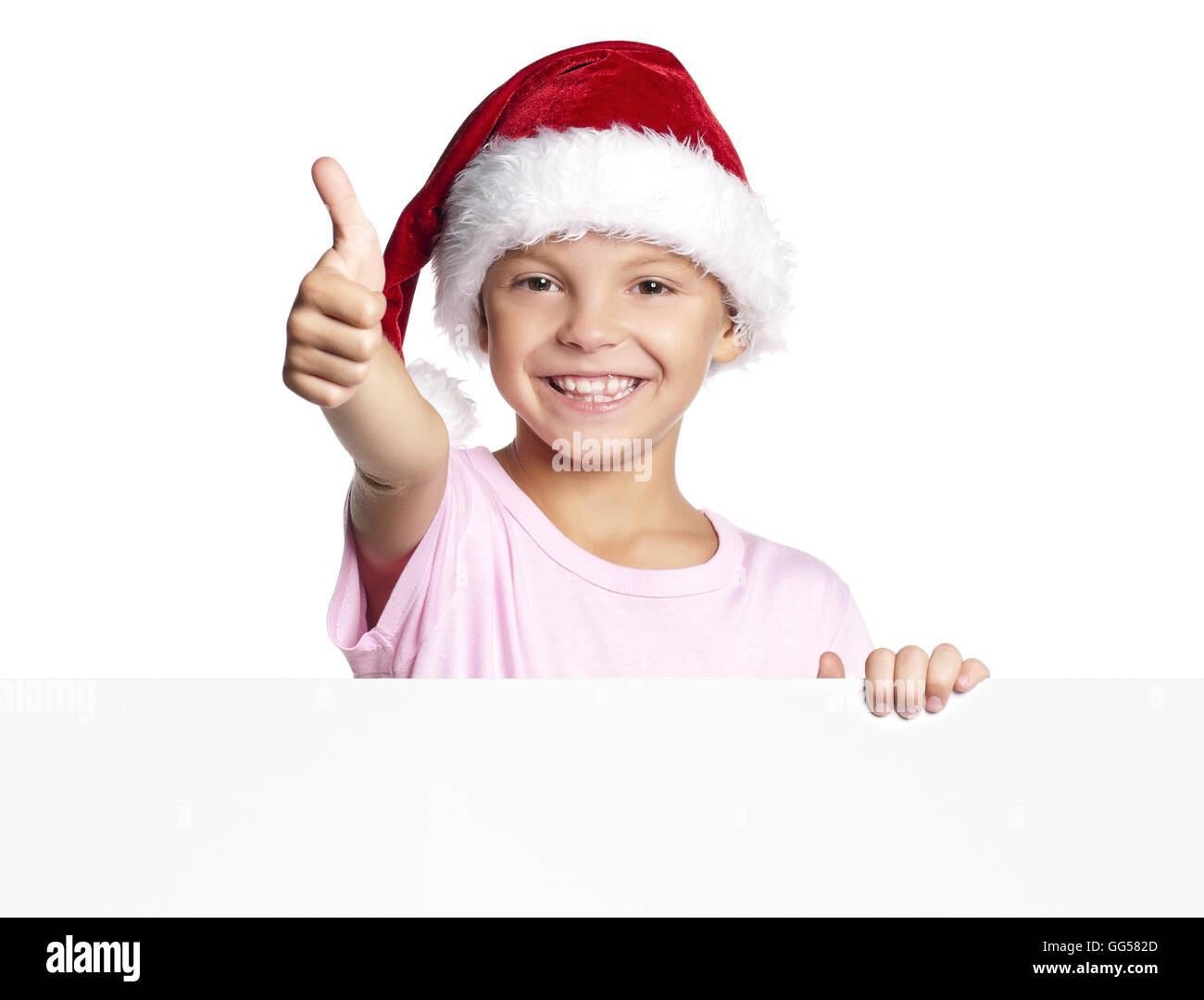 Boy in Santa hat Stock Photo - Alamy
