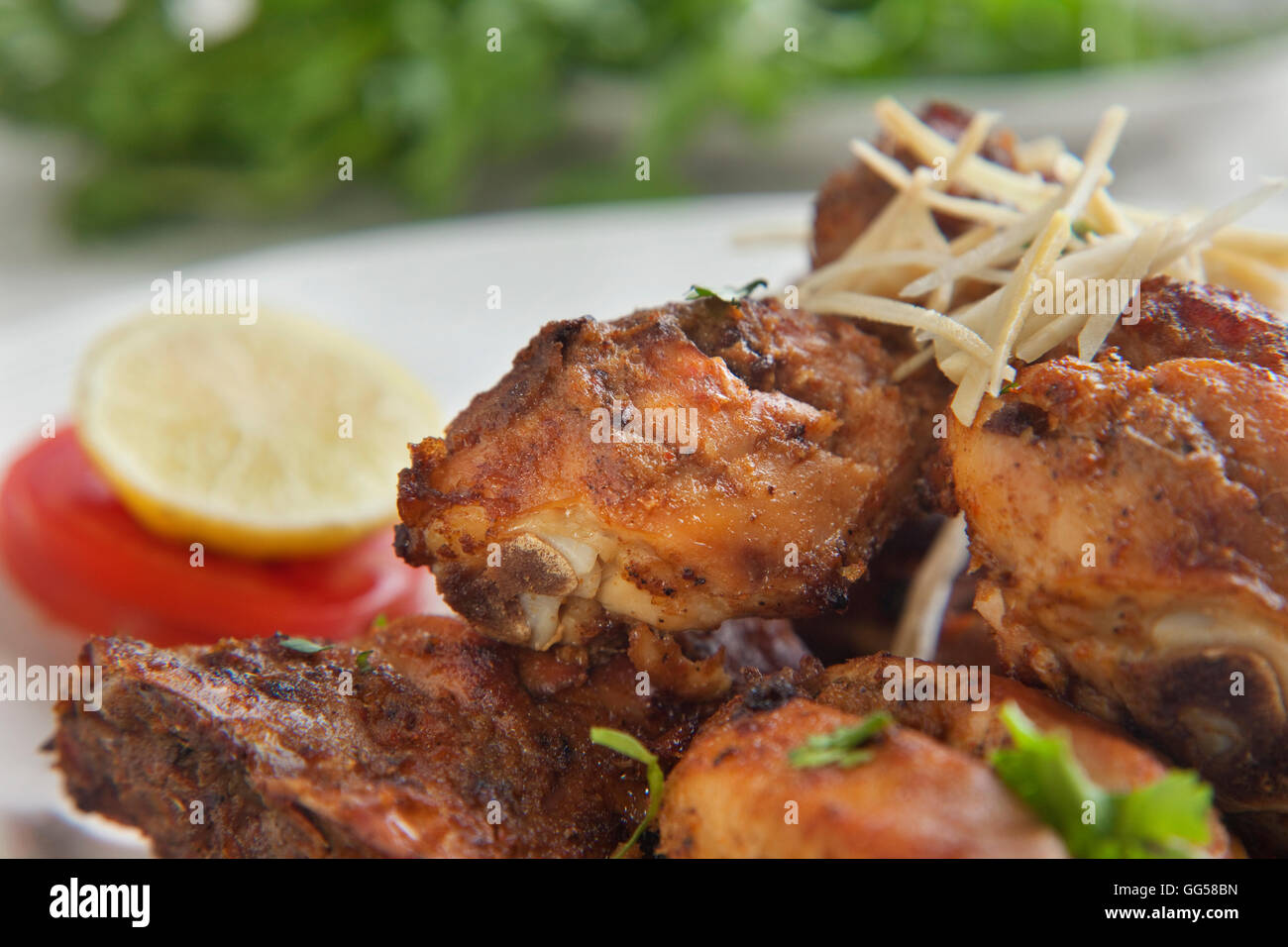 Fried chicken served in plate Stock Photo - Alamy