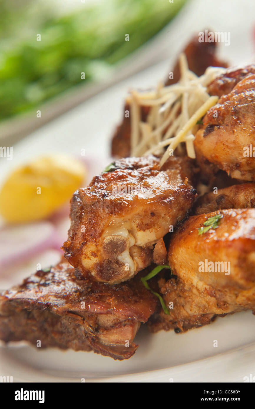 Close-up of fried chicken served in plate Stock Photo - Alamy