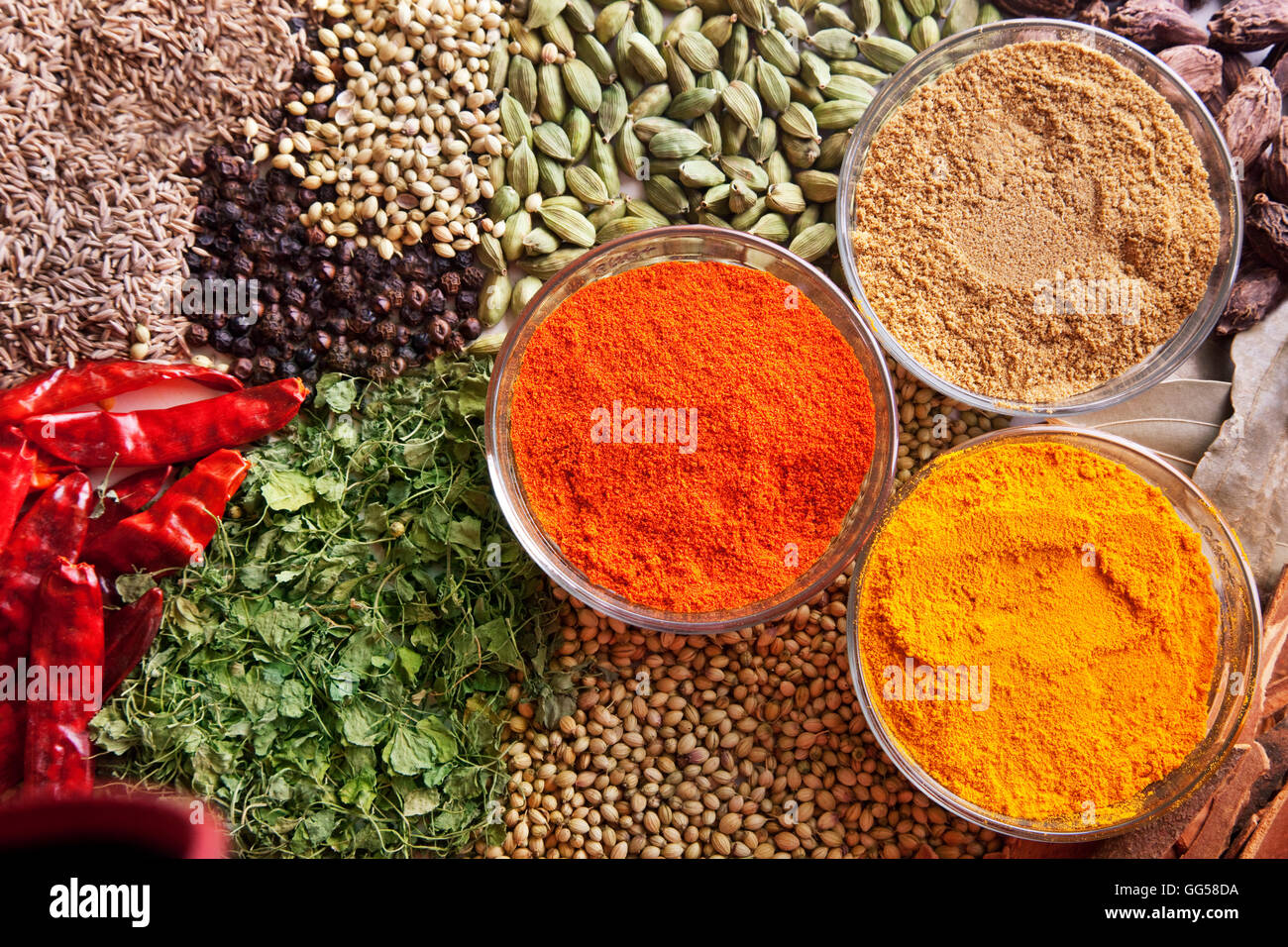 Variety of Indian spices Stock Photo - Alamy