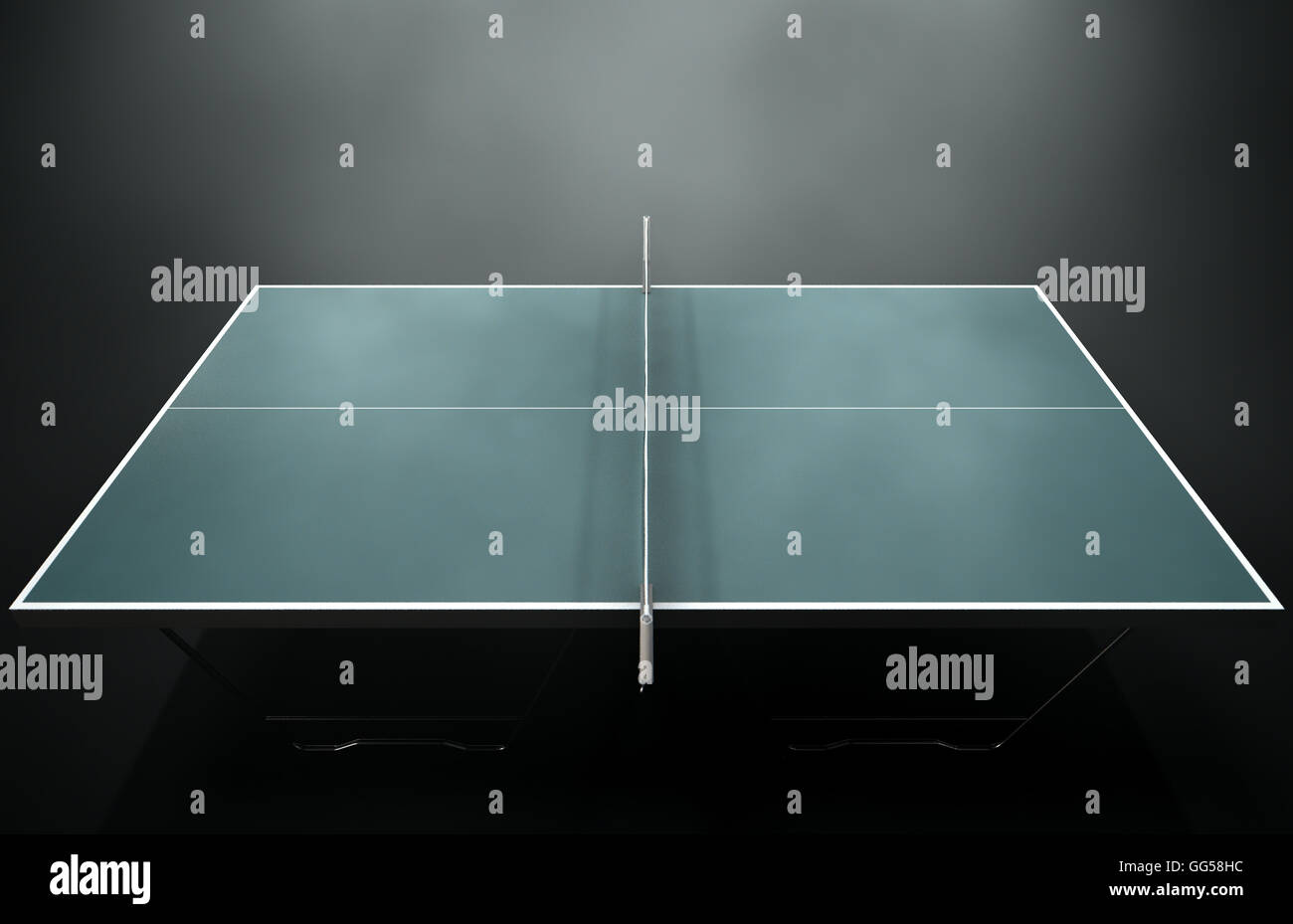 A 3d render of a table tennis table on an isolated dark studio ...
