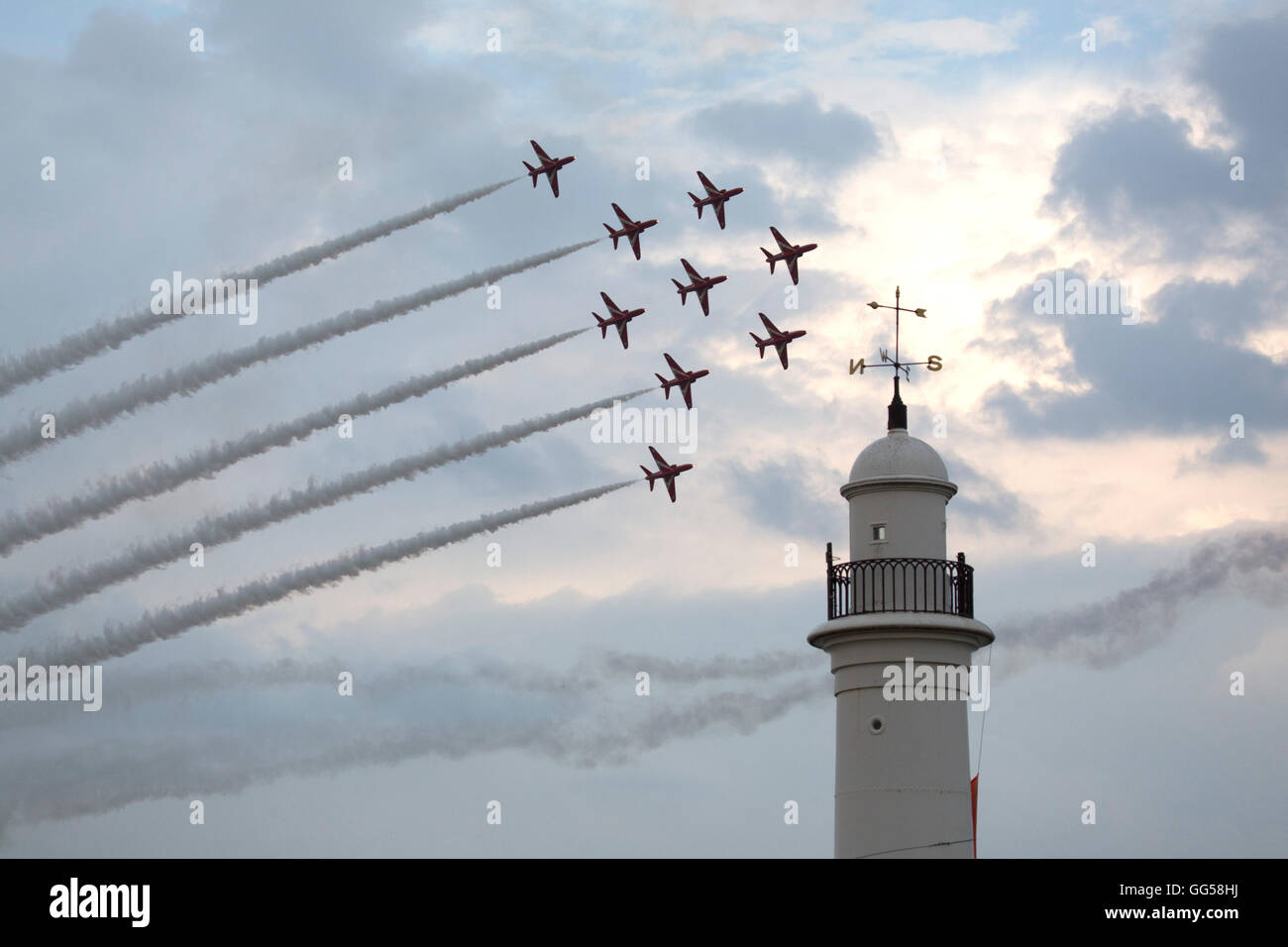 The Red Arrows fly by Seaburn Lighthouse during Sunderland ...