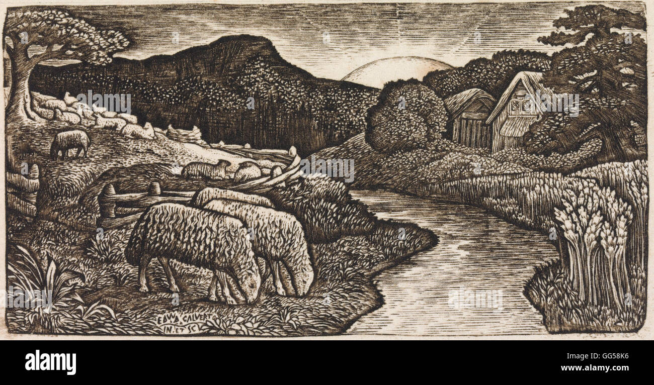 Edward Calvert - The Sheep of His Pasture Stock Photo - Alamy