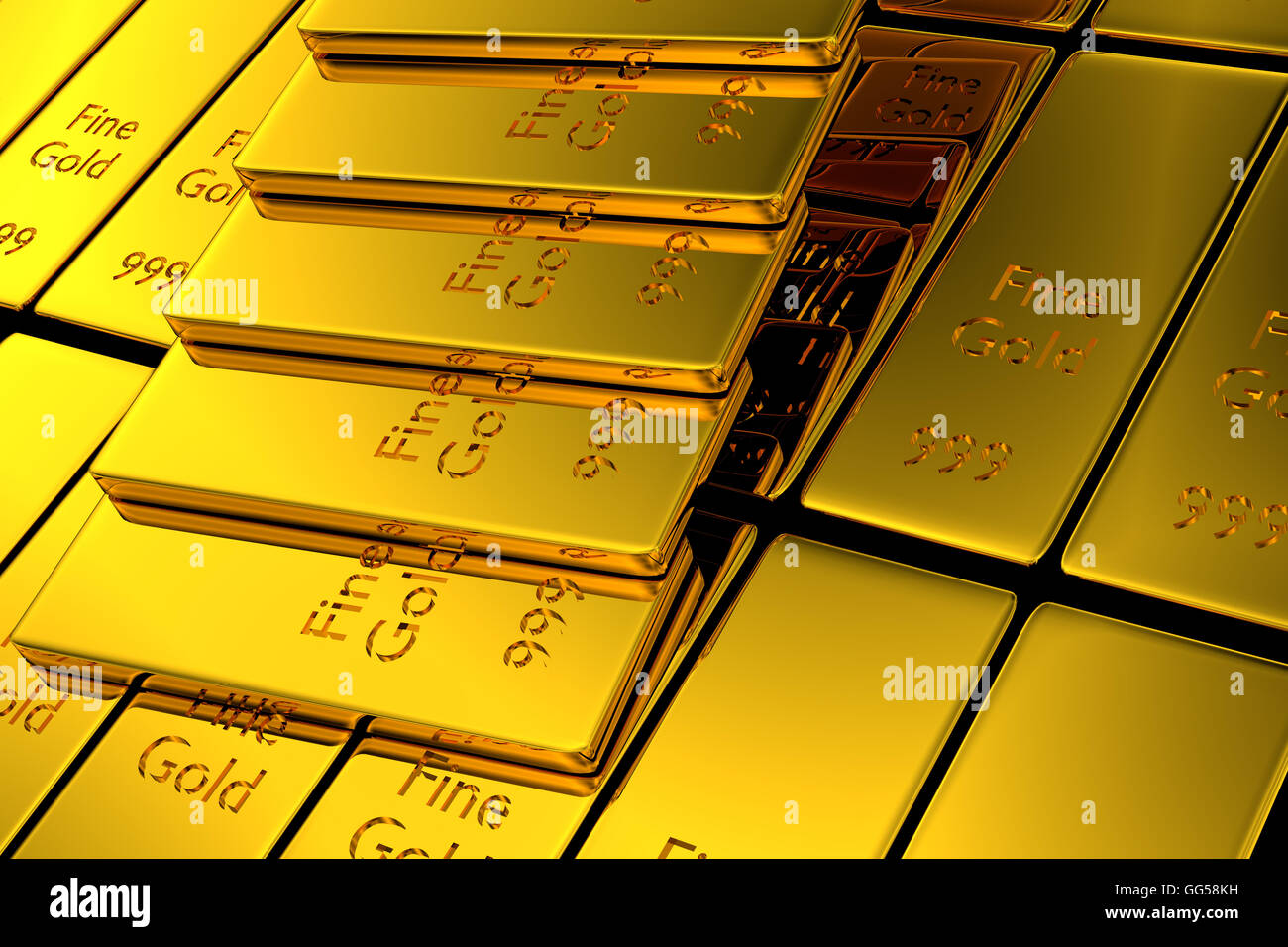 Stacked gold bars like stairs, aim high concept background, 3d ...