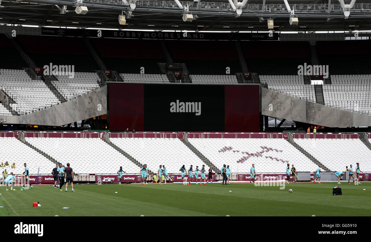 General view of West Ham United's training session at London Stadium ...