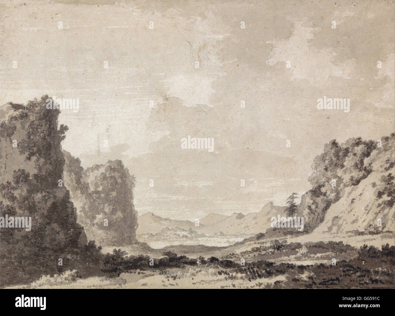 Alexander Cozens - A Valley Stock Photo - Alamy