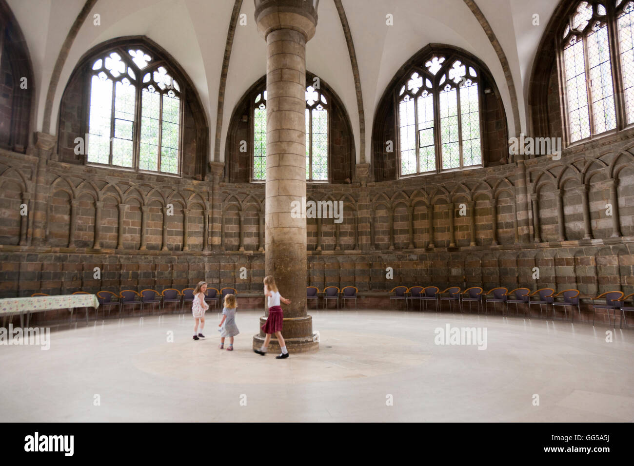 Children / child / kid / kids explore the Chapter House meeting room at ...