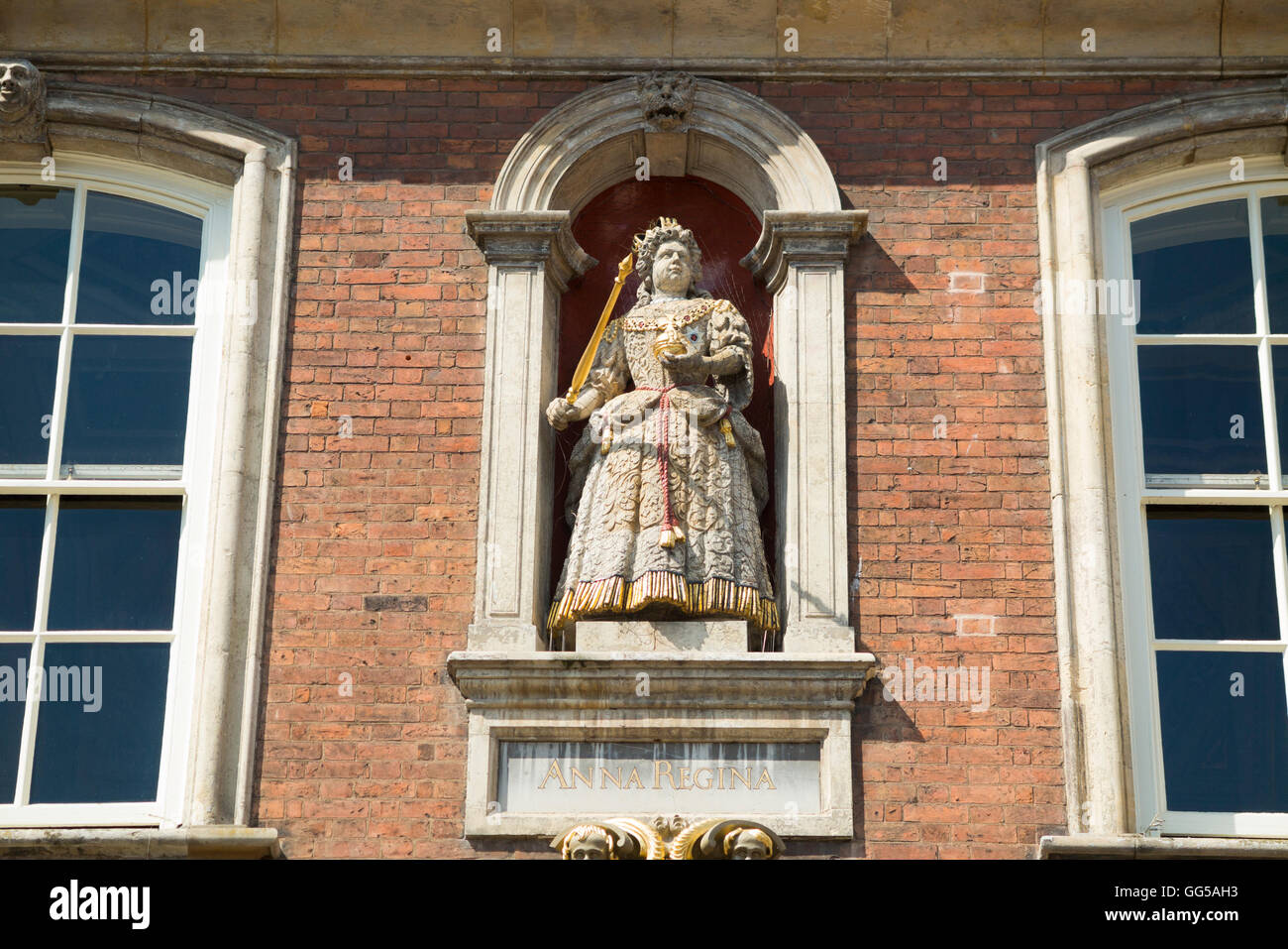 Statue of Queen Anne, on the front facade exterior of Guildhall (town ...