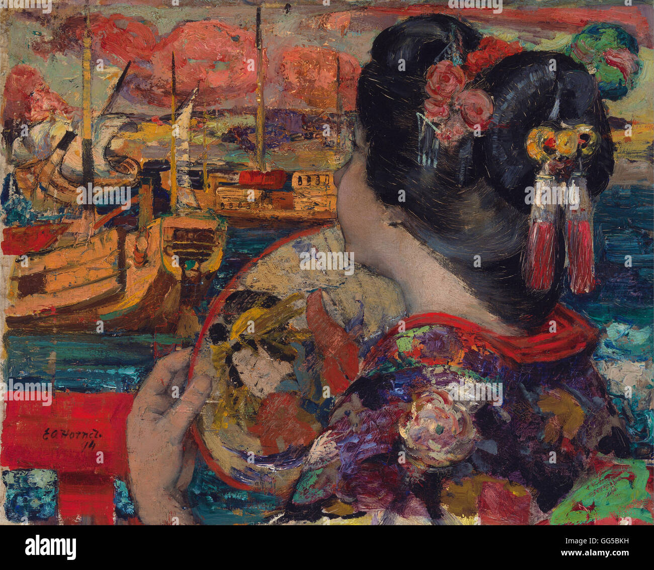 Edward Atkinson Hornel - The Balcony, Yokohama Stock Photo - Alamy