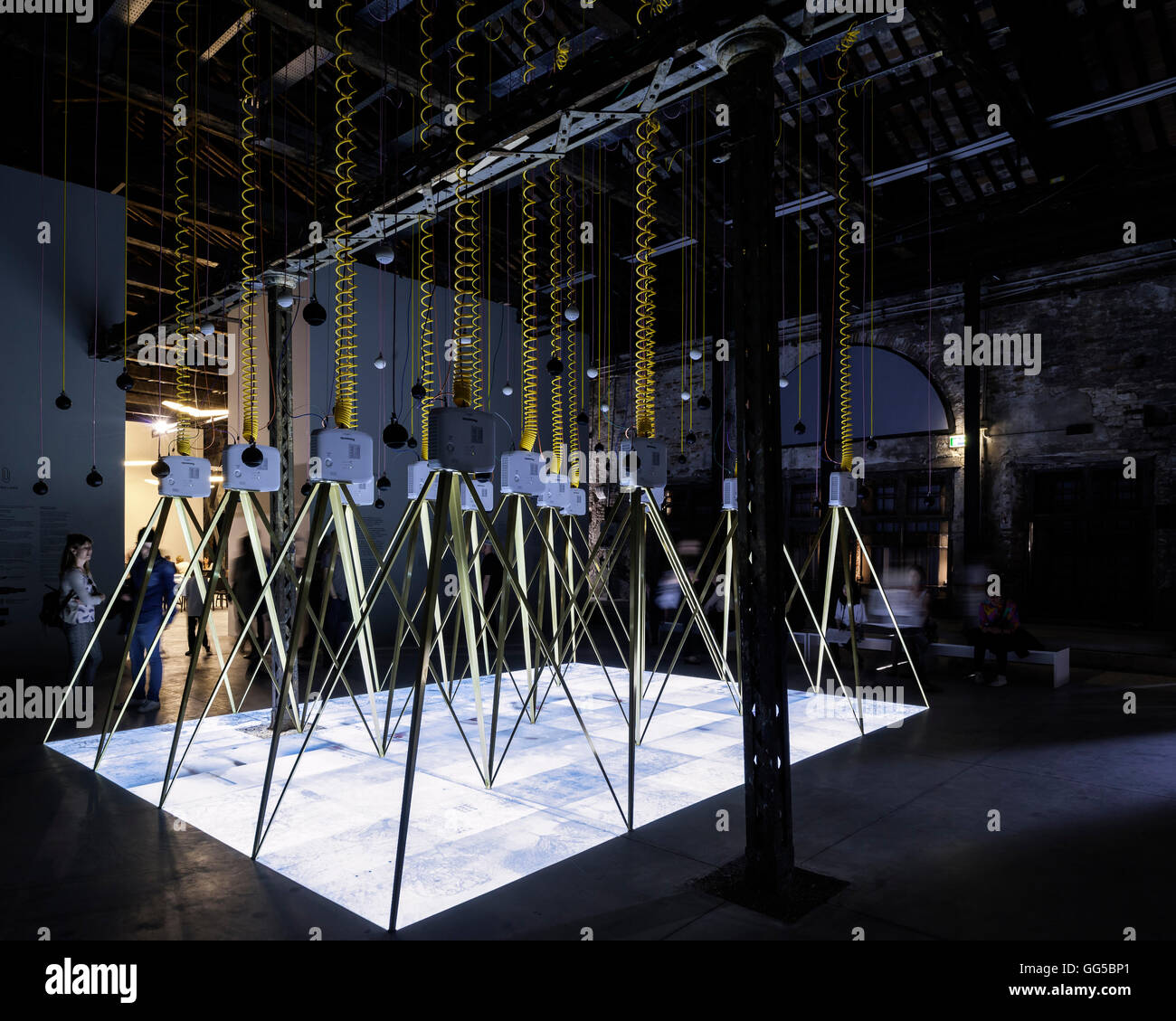 Installation with white light and visitors. Irish Pavilion Venice ...