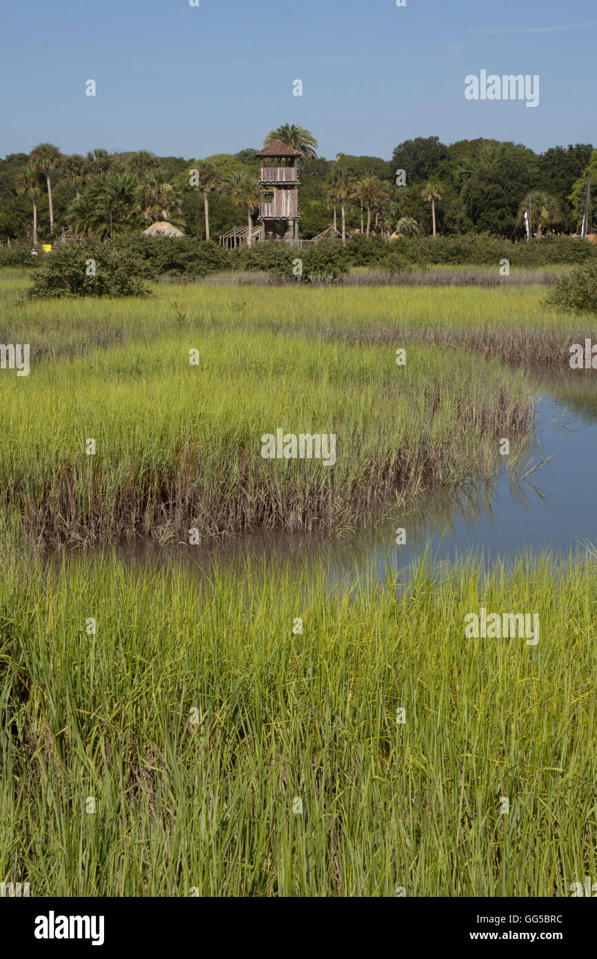 1513 landing site of Ponce de Leon, with replica Spanish watchtower. St ...