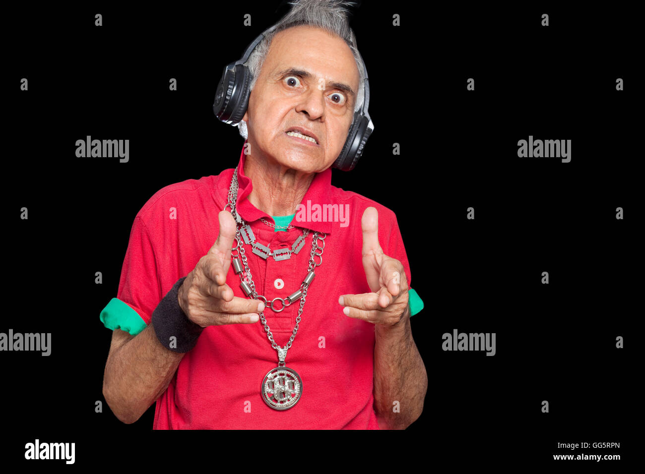 Portrait of angry old man gesturing Stock Photo - Alamy