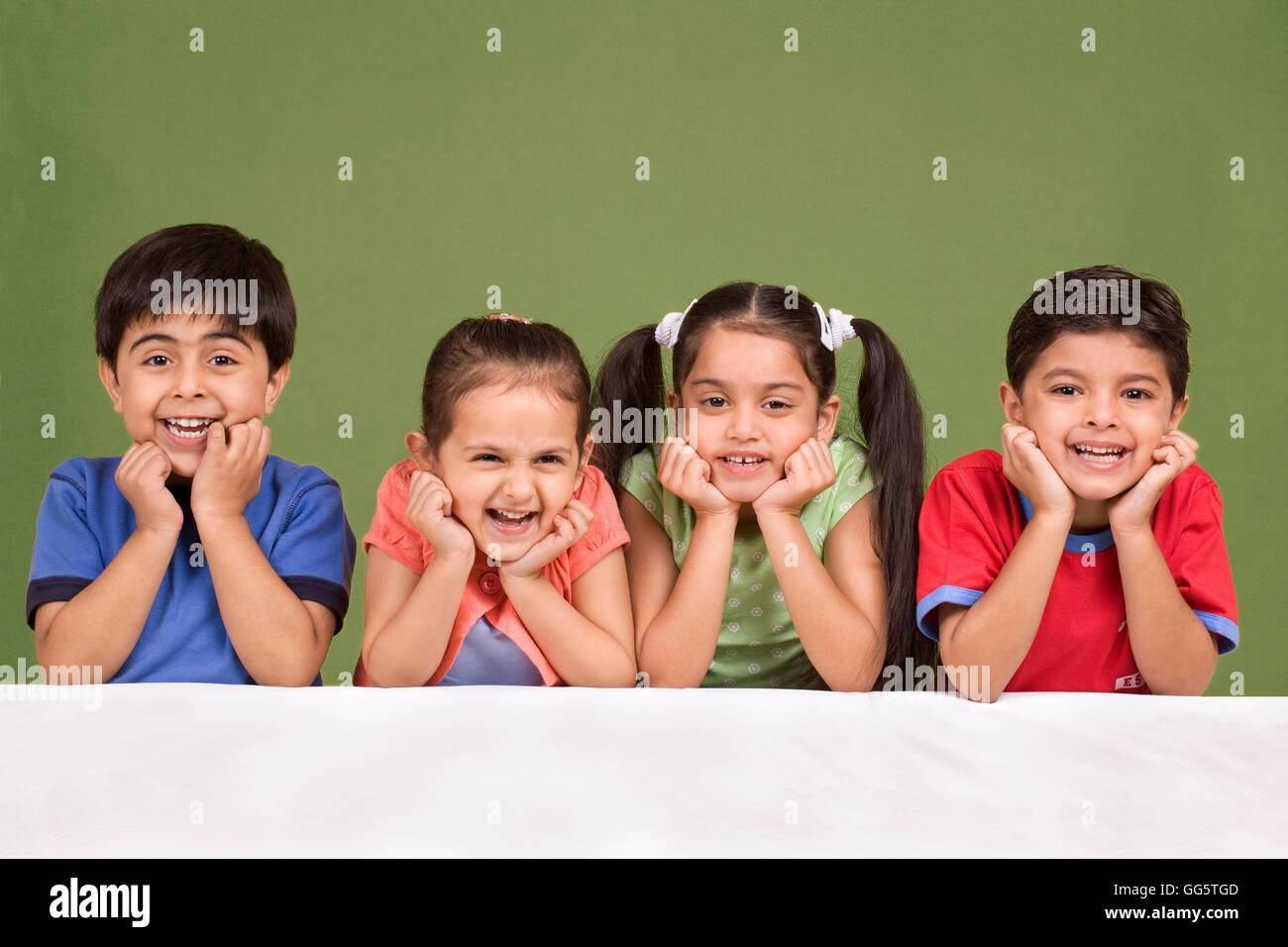 Portrait of children smiling together Stock Photo - Alamy
