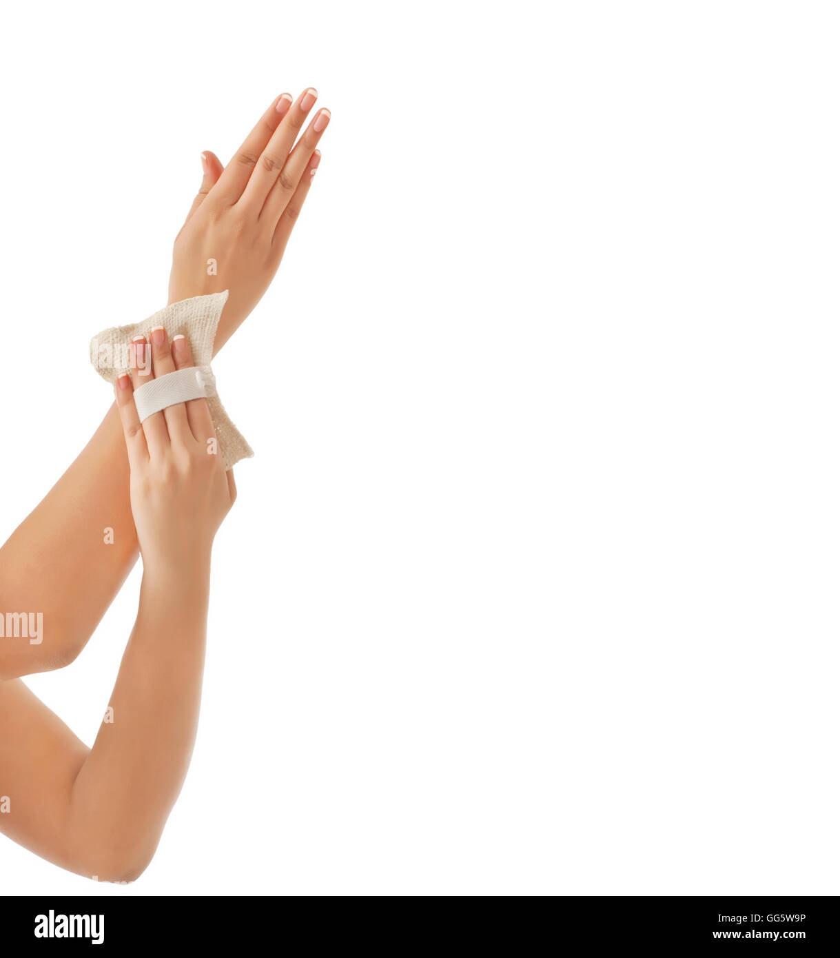 Woman using a scrub on her hands Stock Photo - Alamy