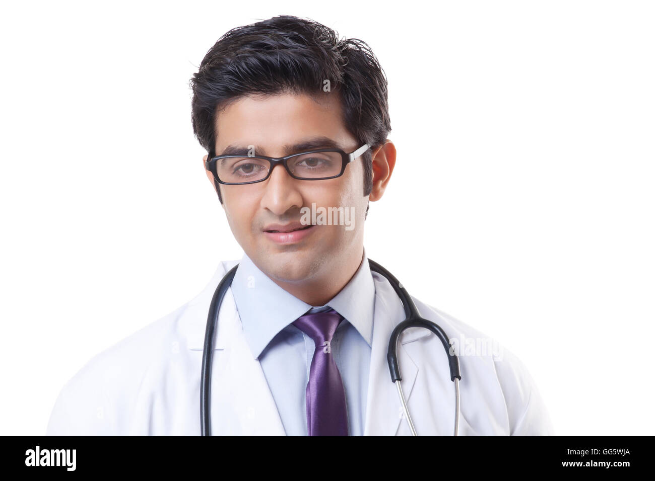 Handsome male doctor smiling over white background Stock Photo - Alamy
