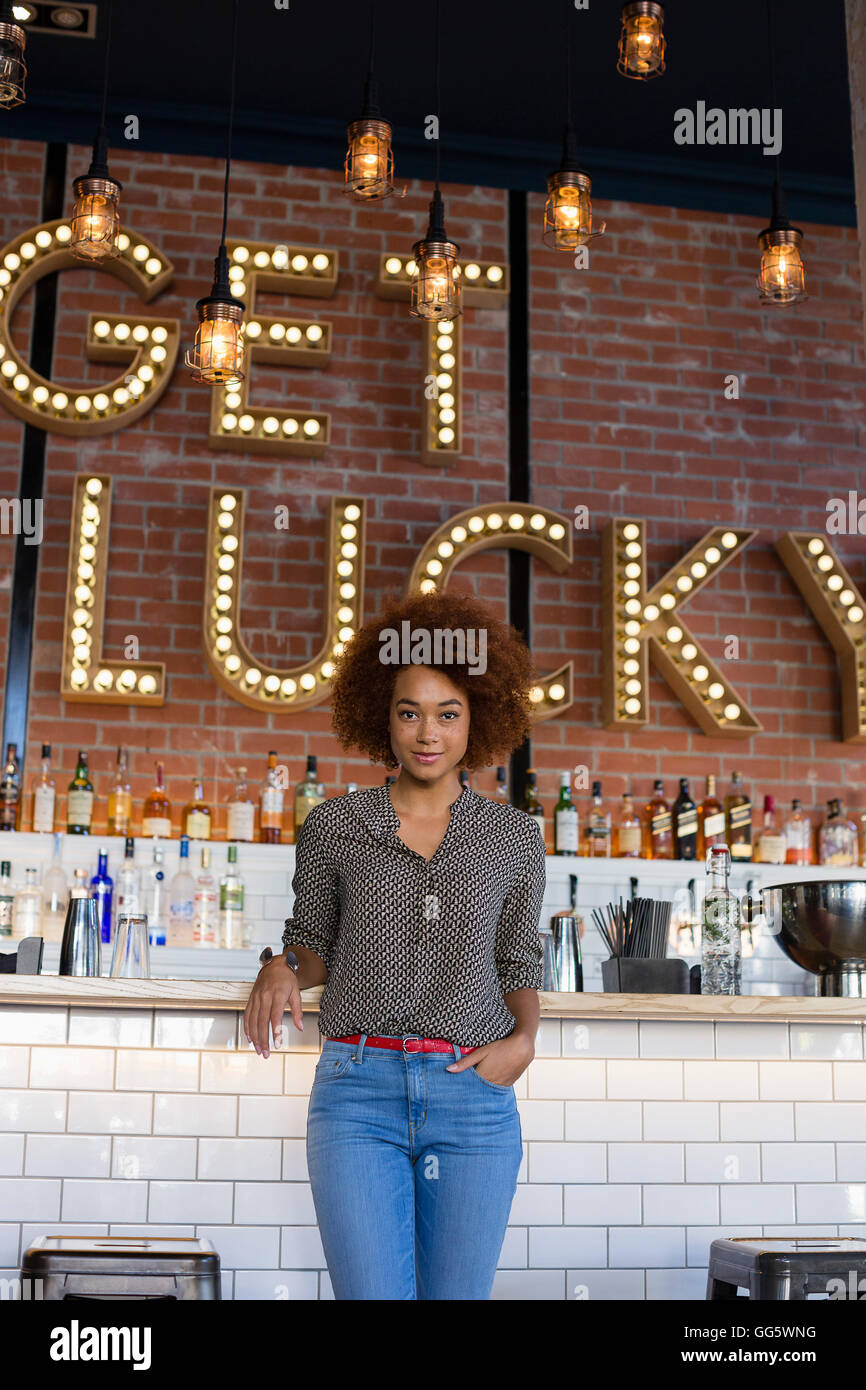 One young woman bar drink hi-res stock photography and images - Alamy