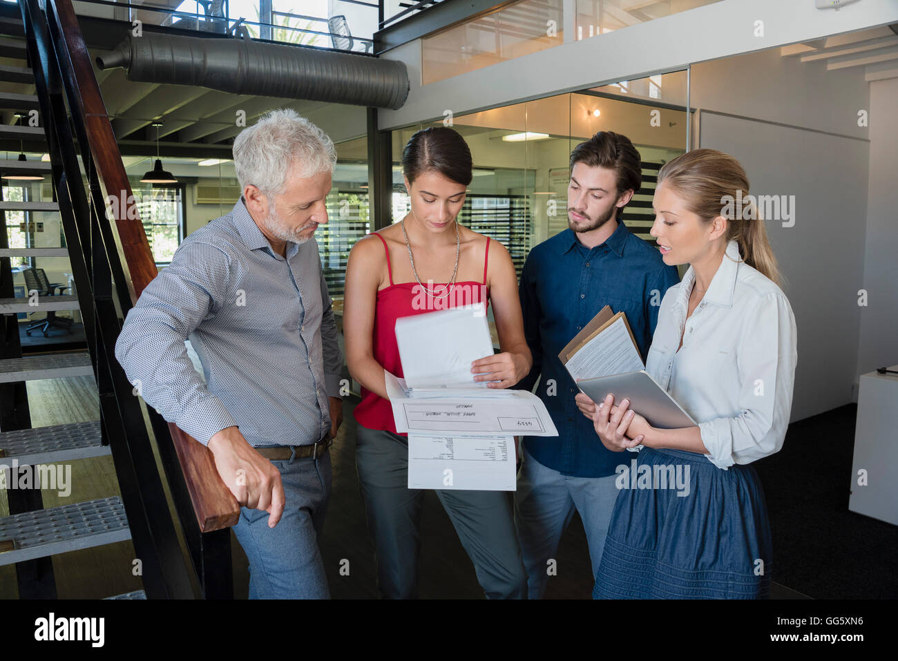 Business people reviewing a document Stock Photo - Alamy