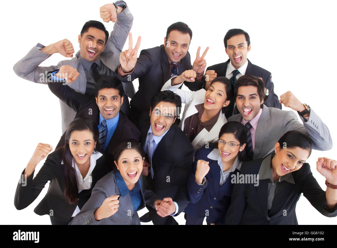 Business executives cheering Stock Photo - Alamy