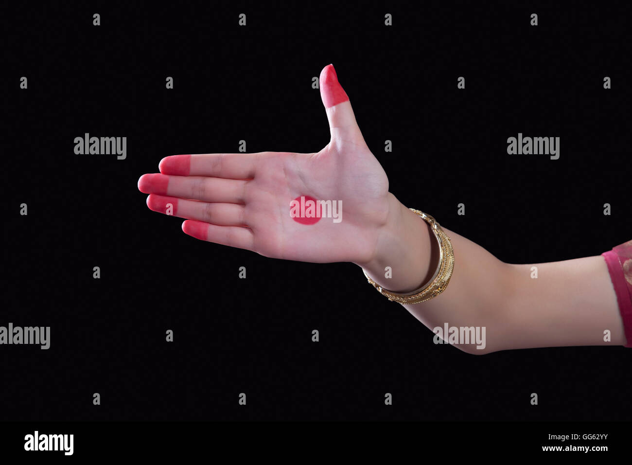 Close-up of a woman's hand making a Bharatanatyam gesture called ...