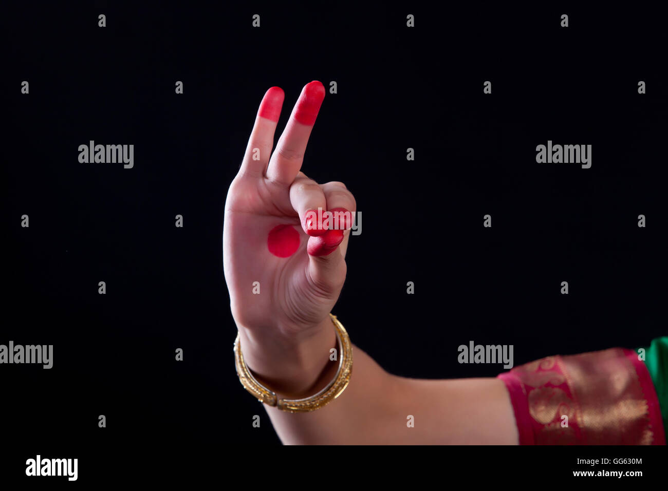 Close-up of a woman's hand making a Bharatanatyam gesture called ...