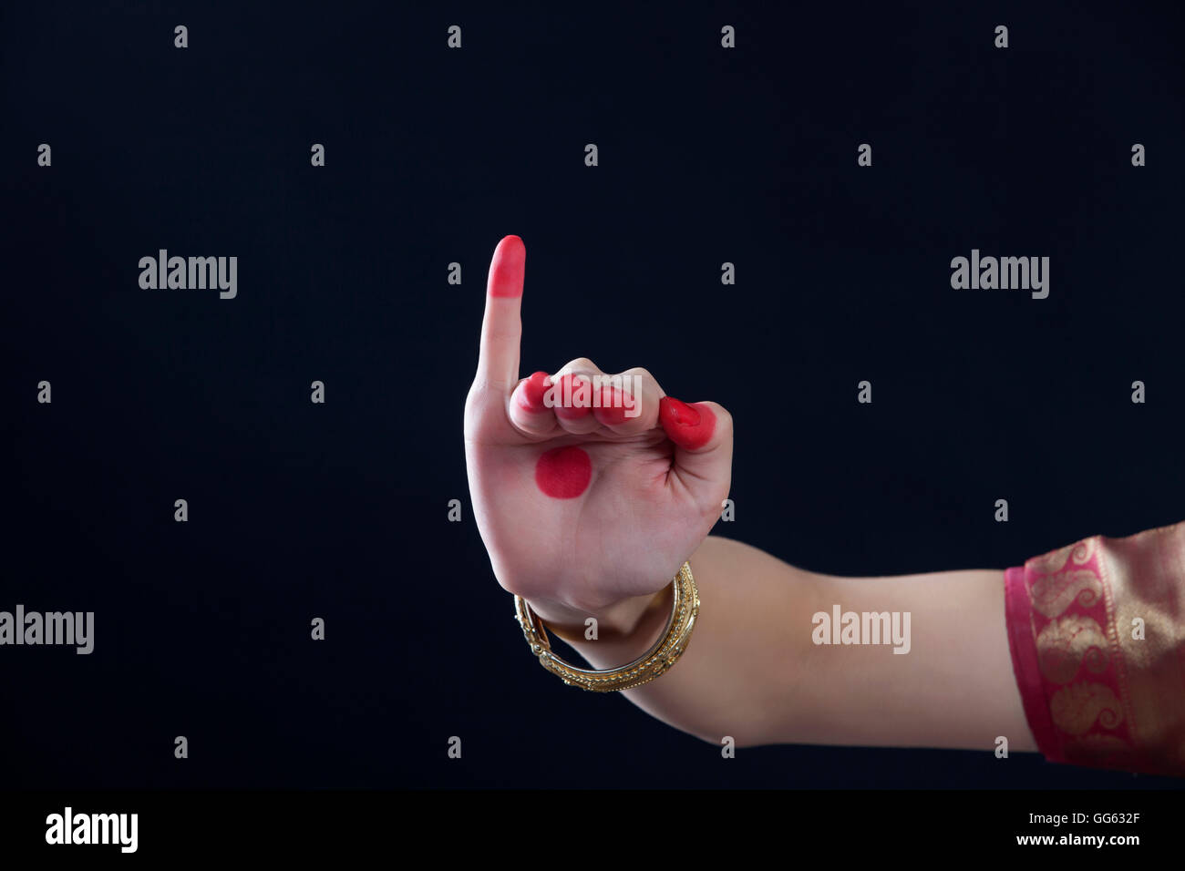 Close-up of a woman's hand making Bharatanatyam gesture called ...
