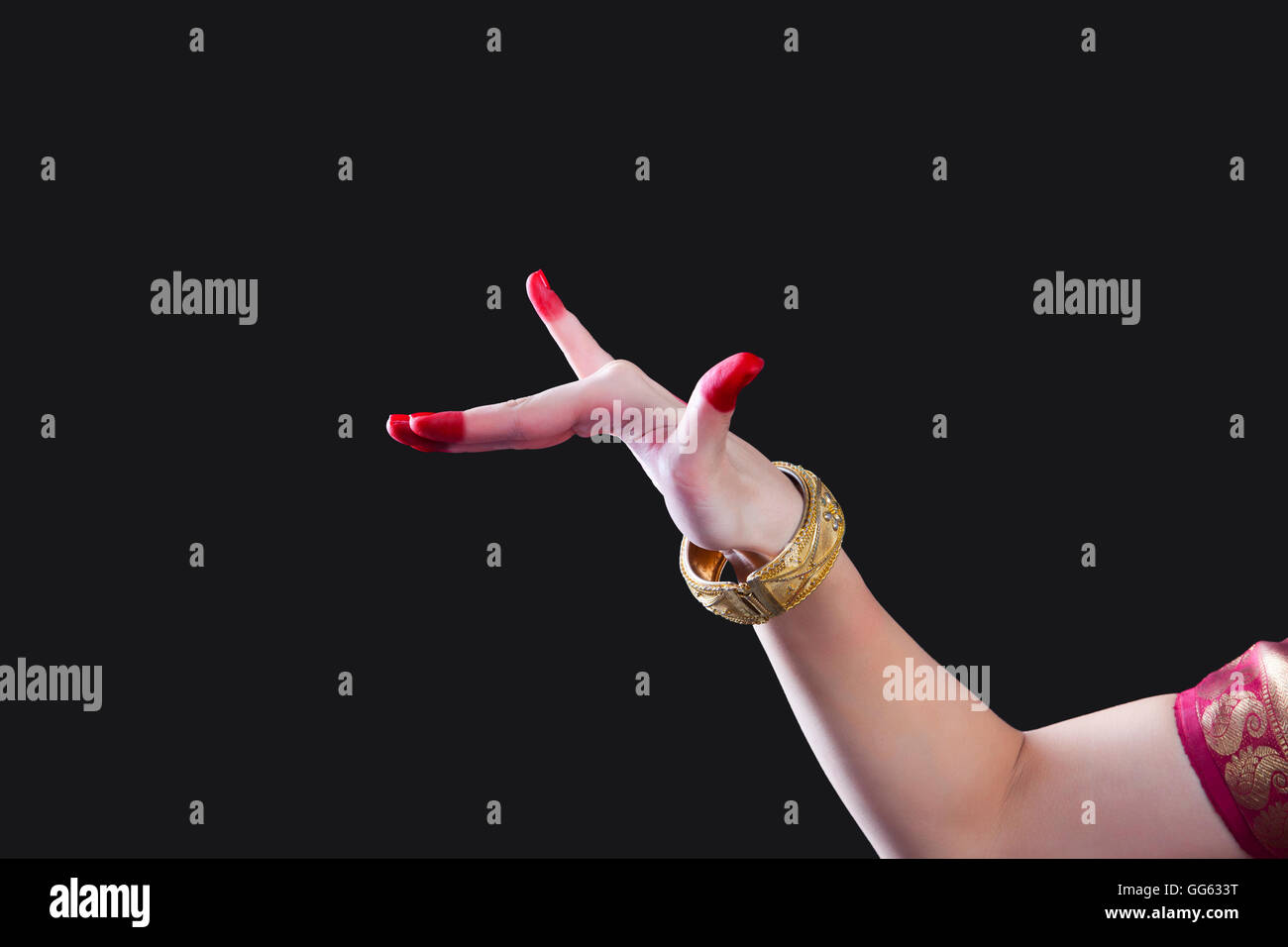 Close-up of a woman's hand making Bharatanatyam gesture called ...