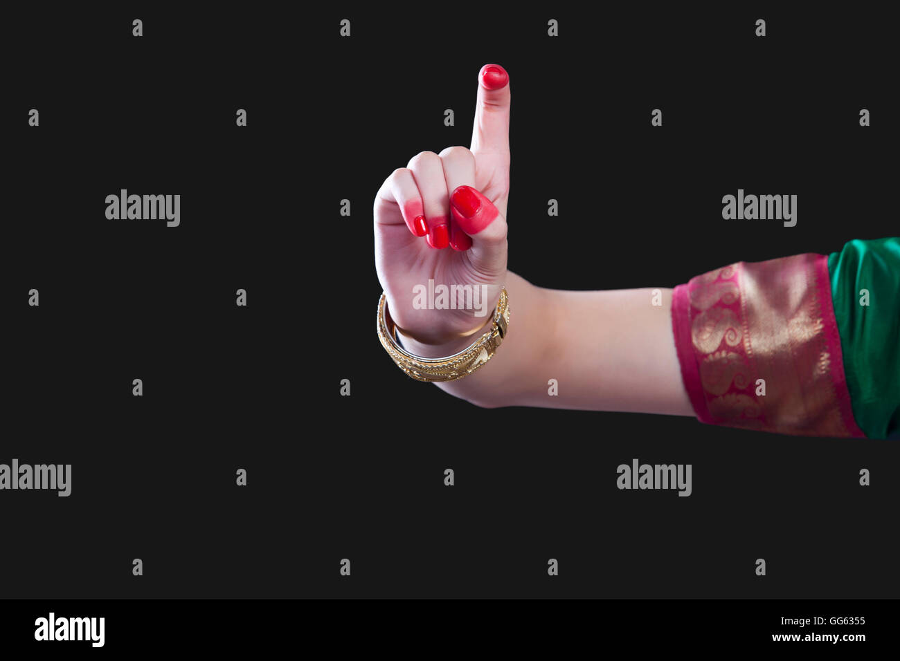 Close-up of a woman's hand making Bharatanatyam gesture called ...