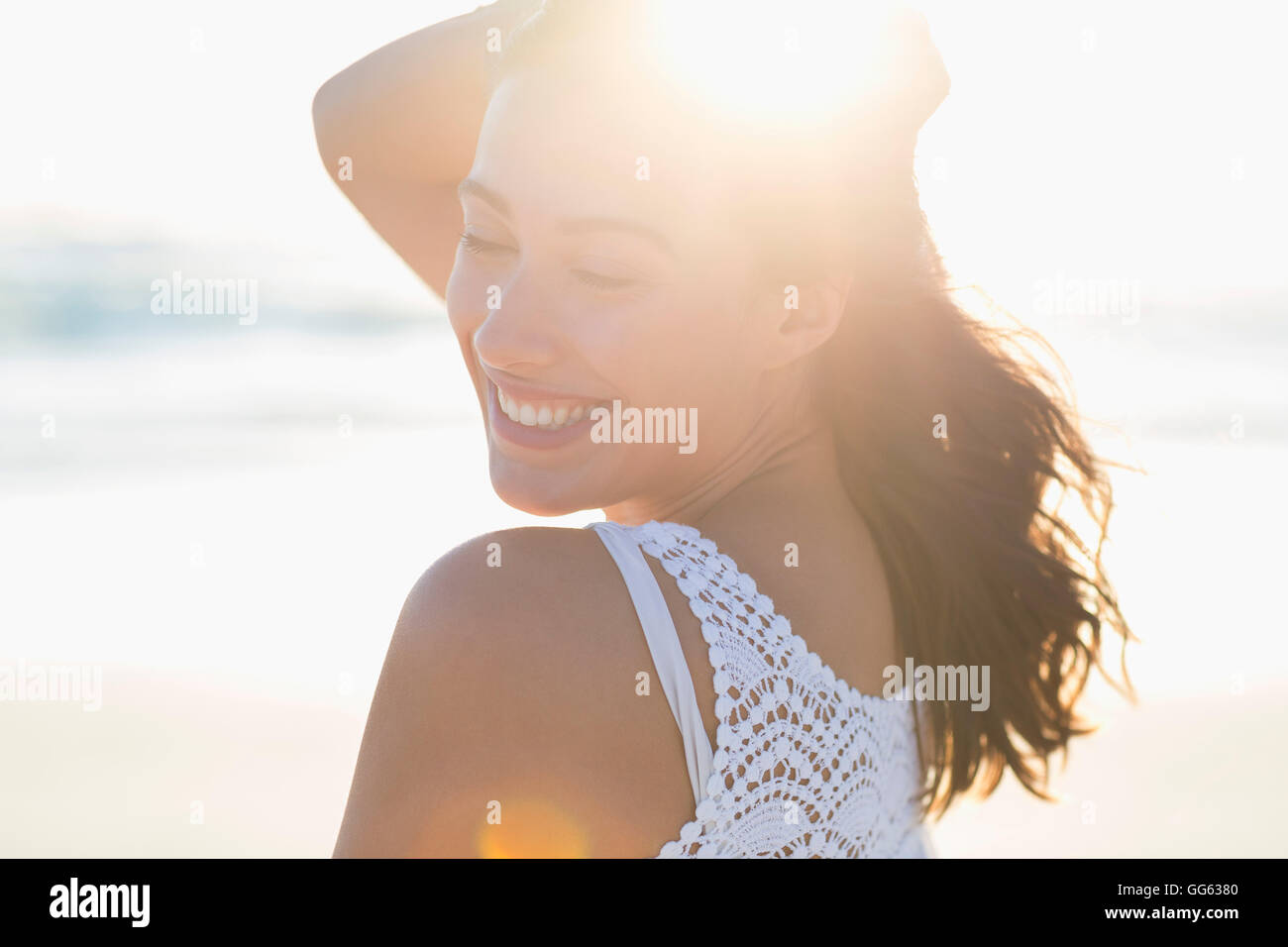 Beautiful woman on beach in hi-res stock photography and images - Alamy
