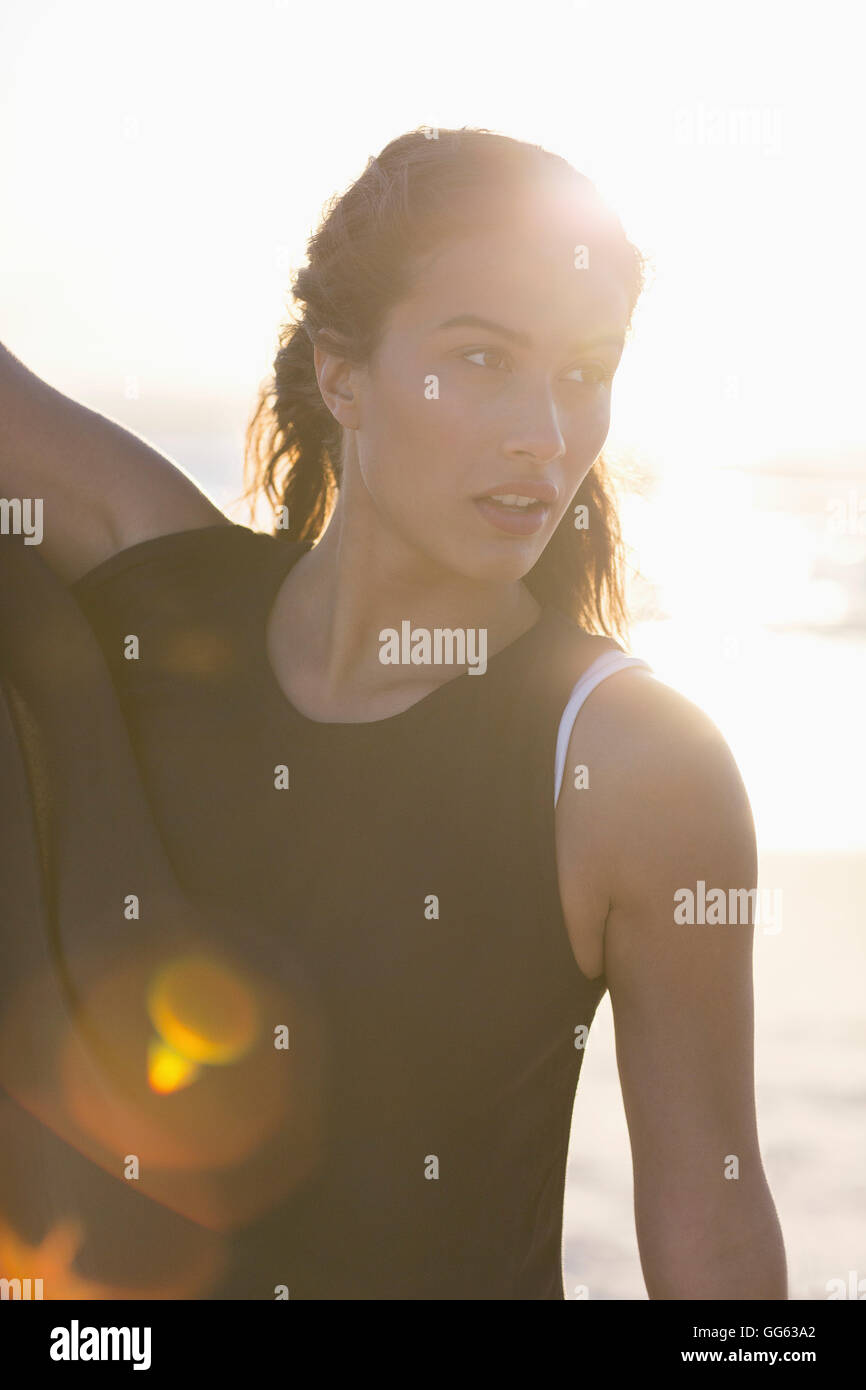 Beautiful woman posing beach hi-res stock photography and images - Alamy