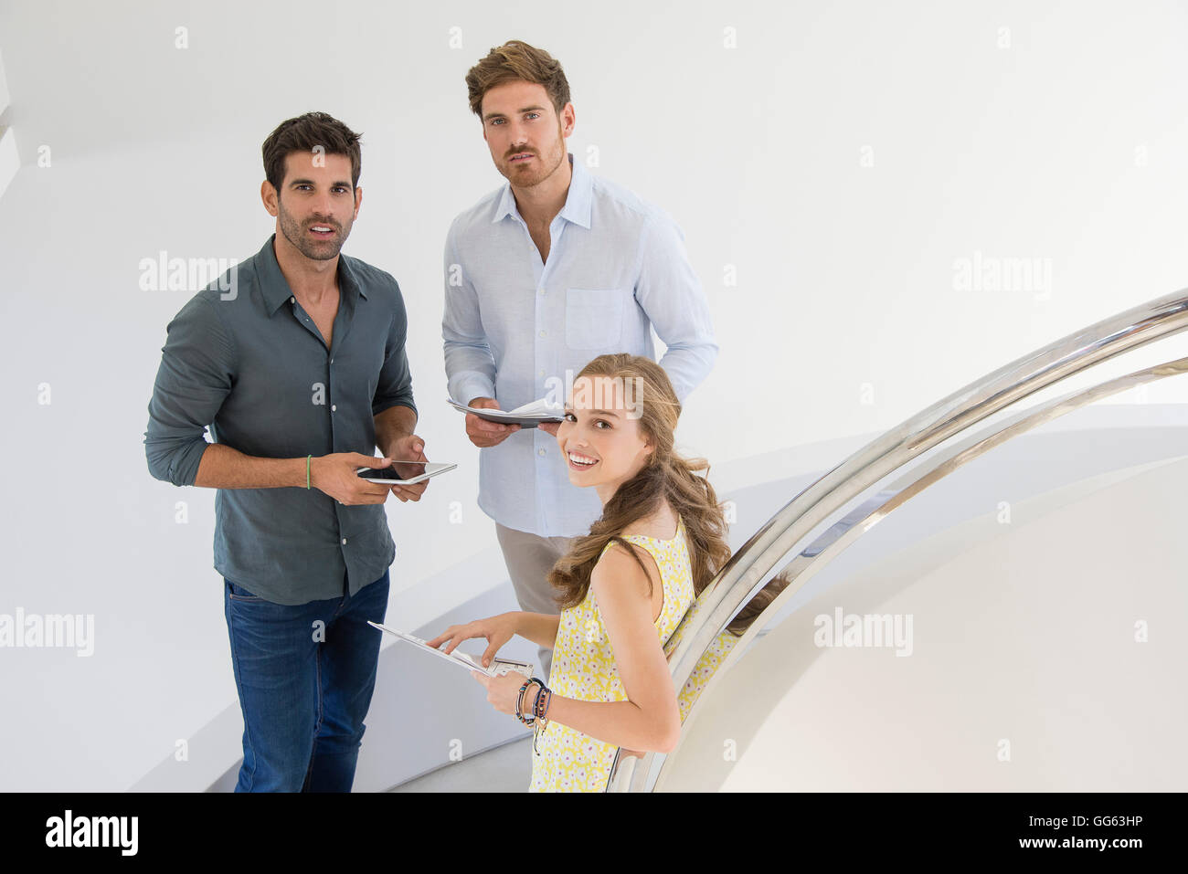 Portrait of three friends smiling Stock Photo - Alamy