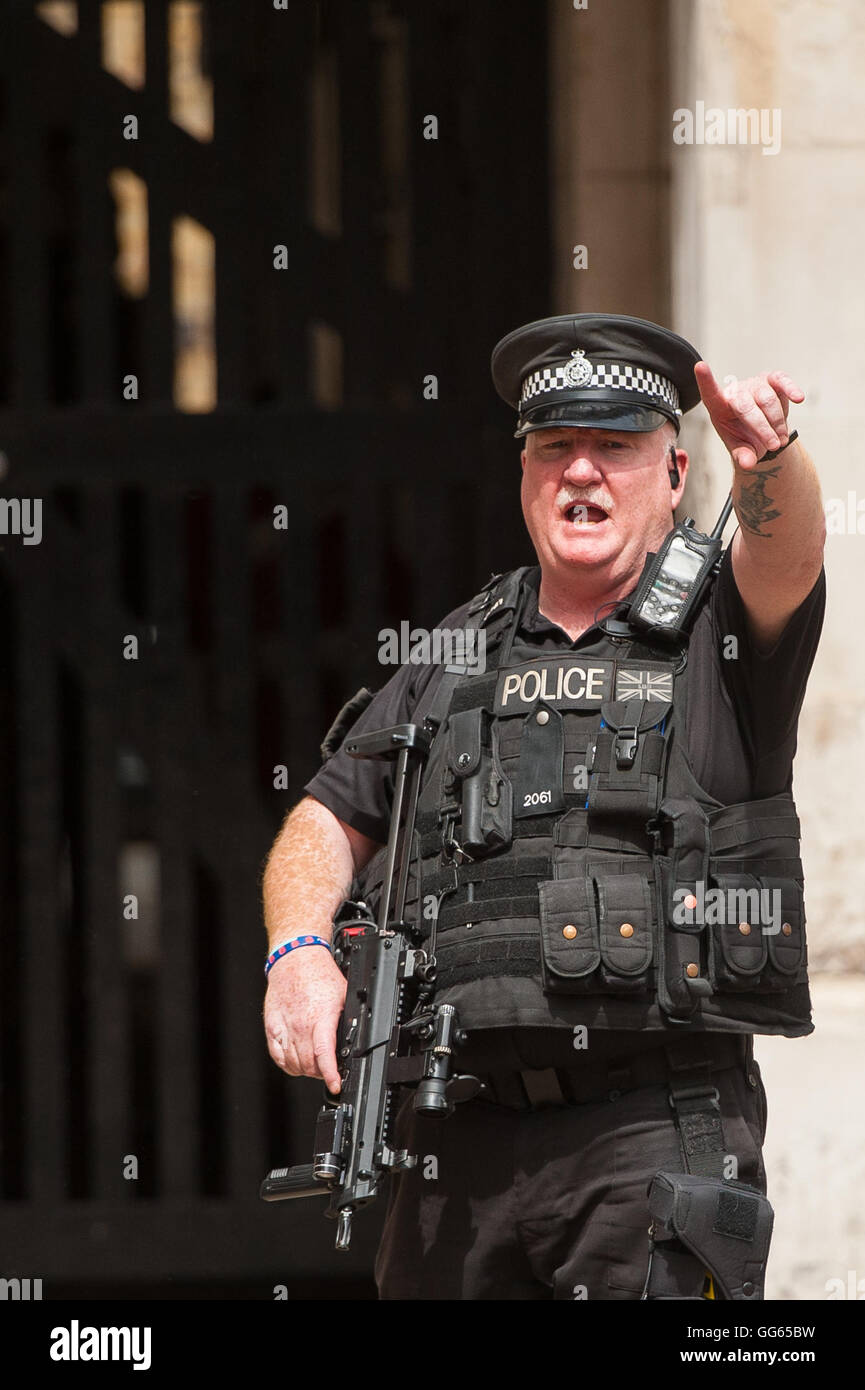 An armed Police officer on duty in central London, as Scotland Yard ...