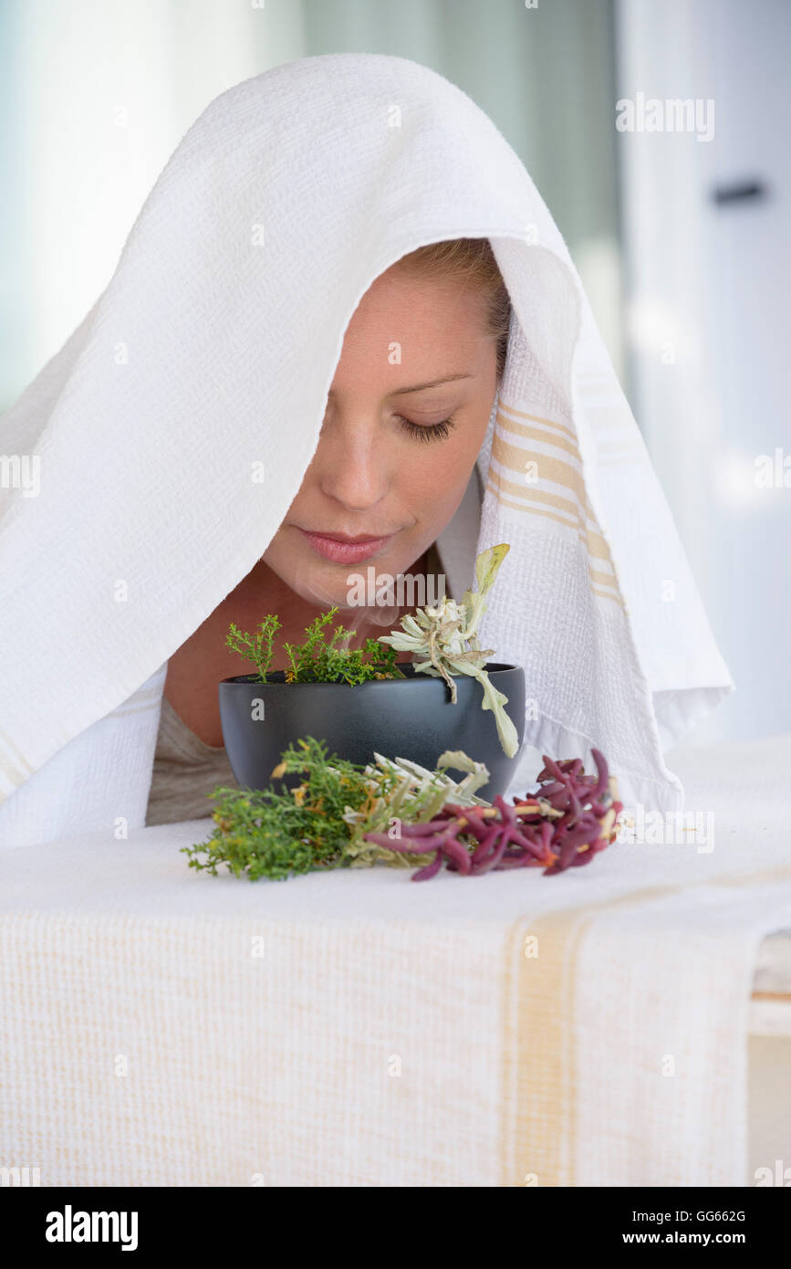 Beautiful woman smelling aroma hi-res stock photography and images - Alamy