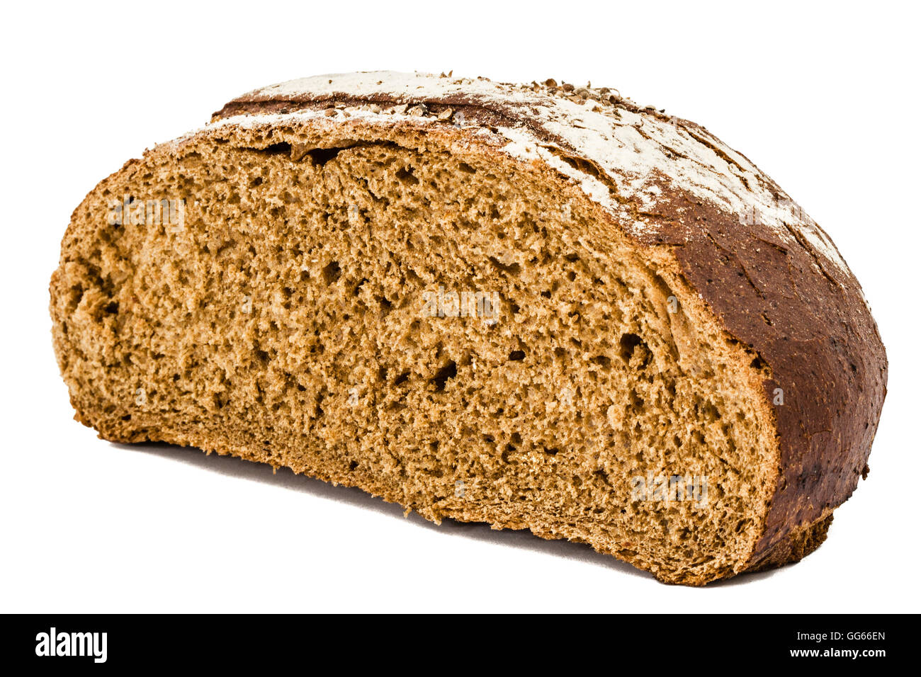 Cut in half a loaf of fresh bread, isolated on white background Stock ...