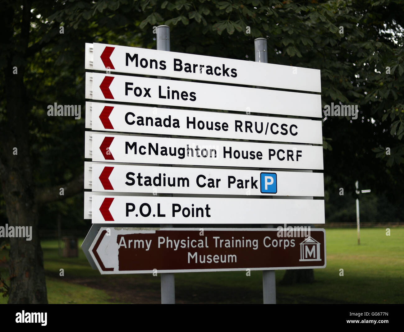 A general view of a sign outside aldershot barracks hi-res stock ...