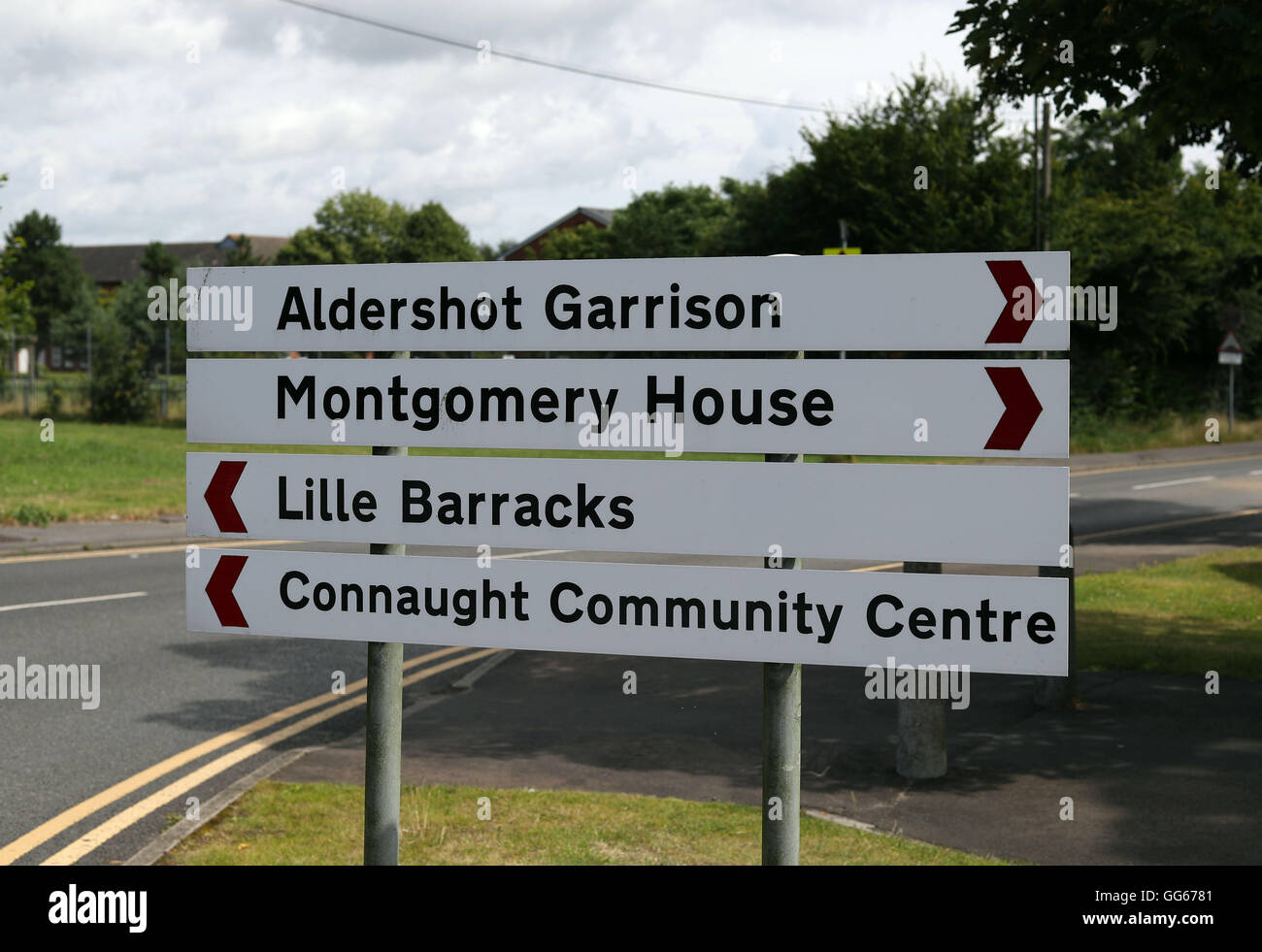 A general view of a sign outside aldershot barracks hi-res stock ...