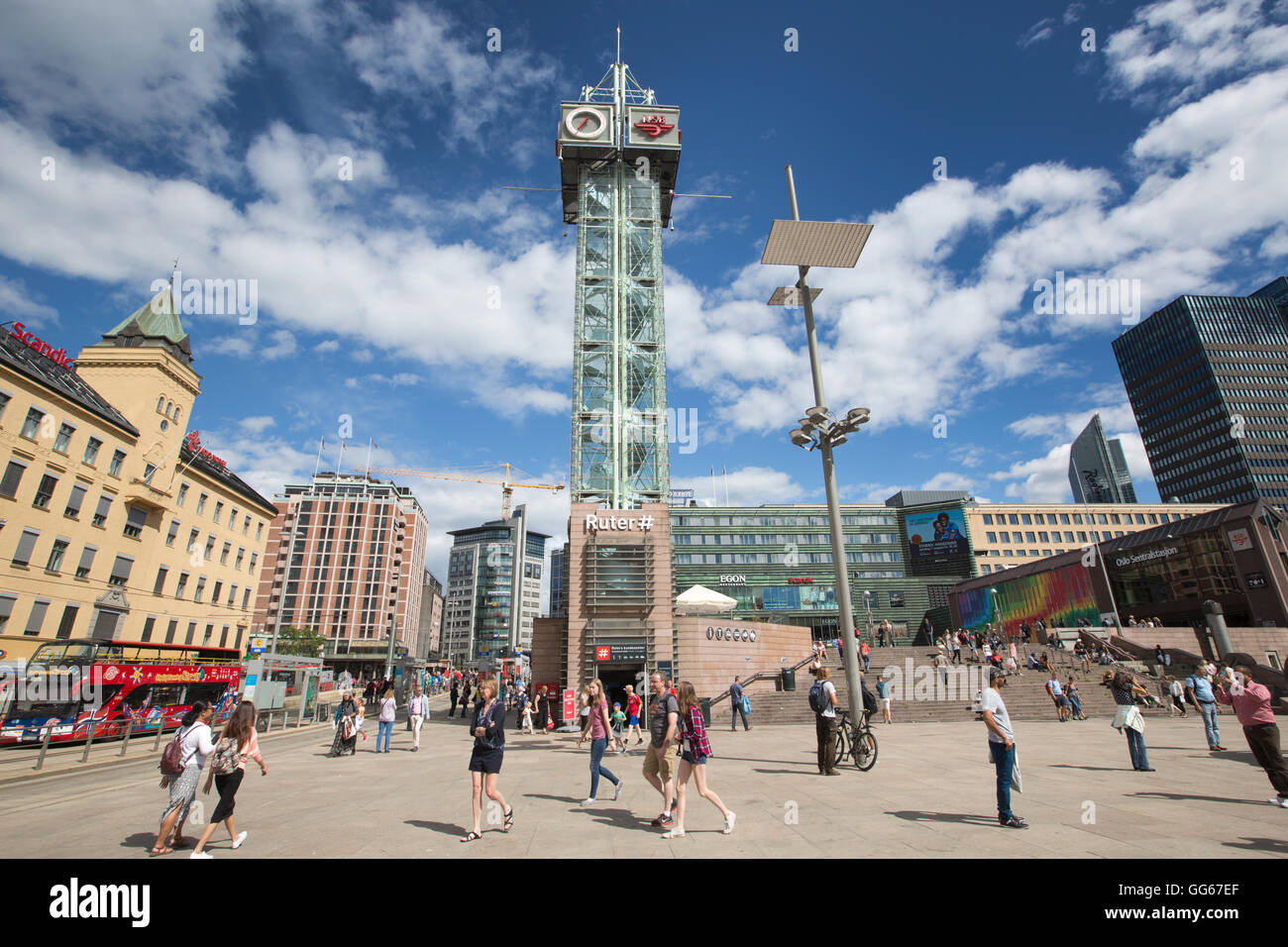 Jernbanetorget, large square in Oslo, Norway, in front of Oslo Central ...