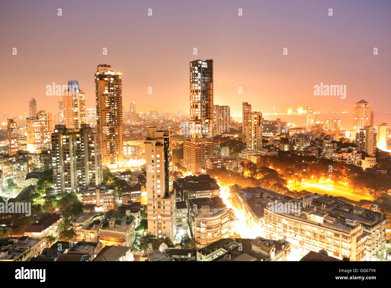 View of downtown Mumbai from Kemp's Corner, Malabar Hill Stock Photo ...