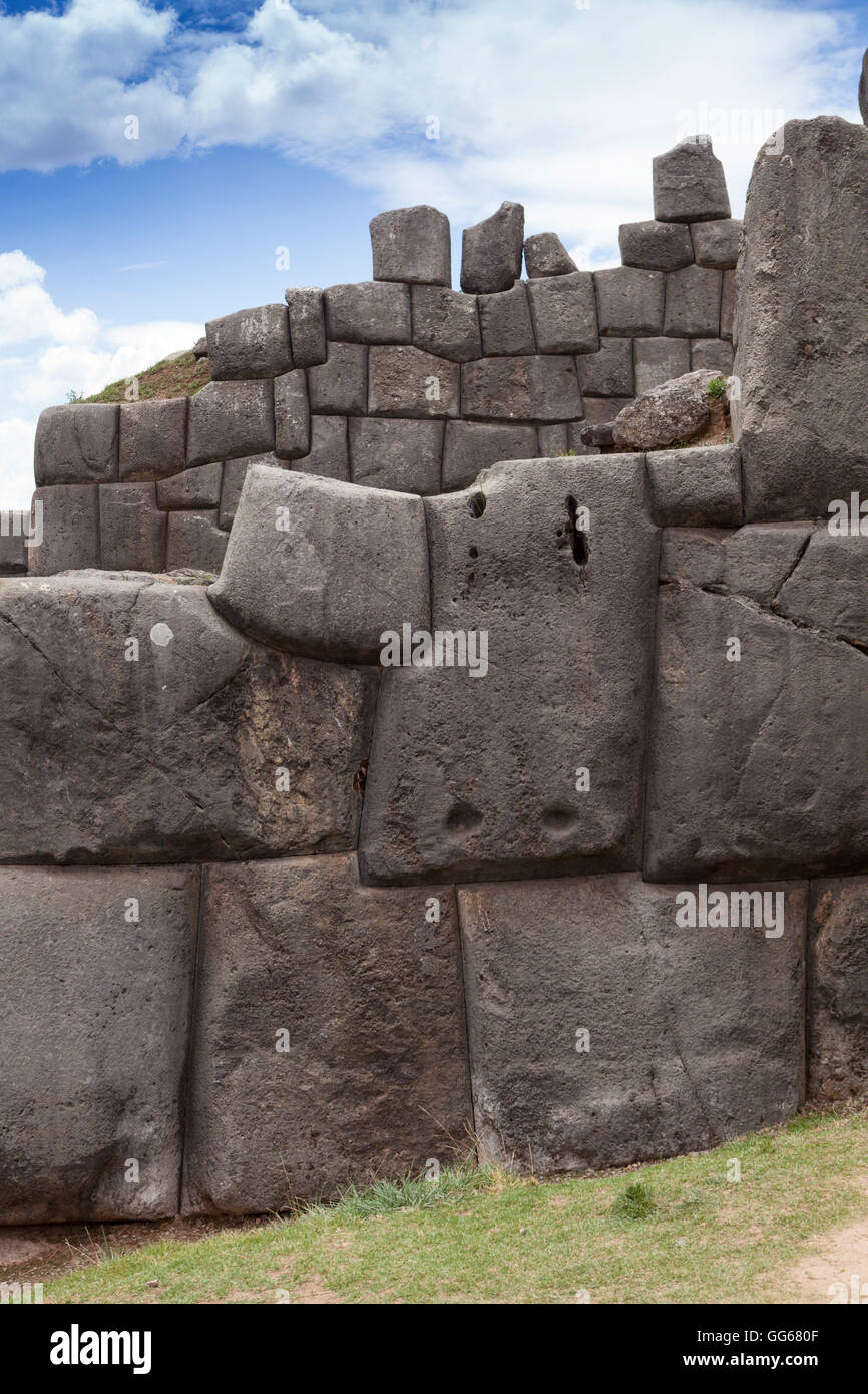 Inca stonework at Sacsayhuaman fort outside Cusco Stock Photo - Alamy