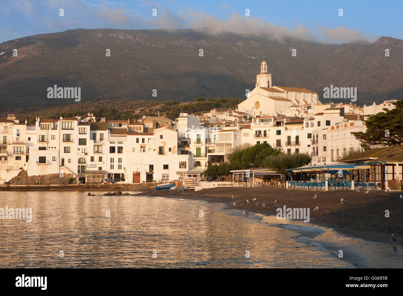 View of the village of Cadaques in the late afternoon light Stock Photo ...